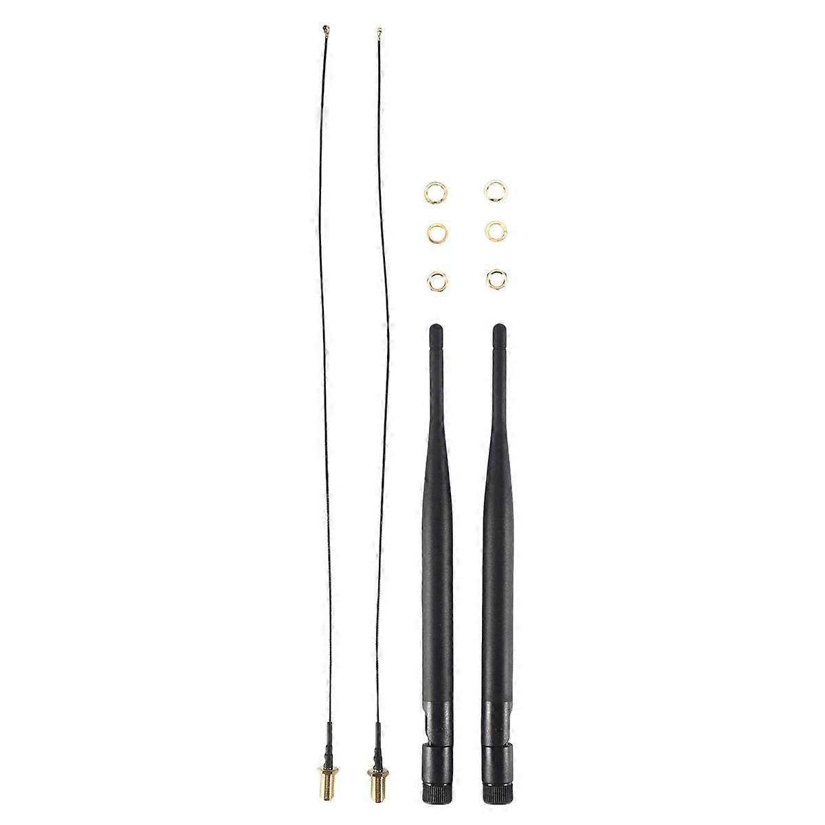 Highfine 2 x 6dBi 2.4GHz 5GHz Dual Band WiFi RP-SMA Antenna + 2 x 35cm ...