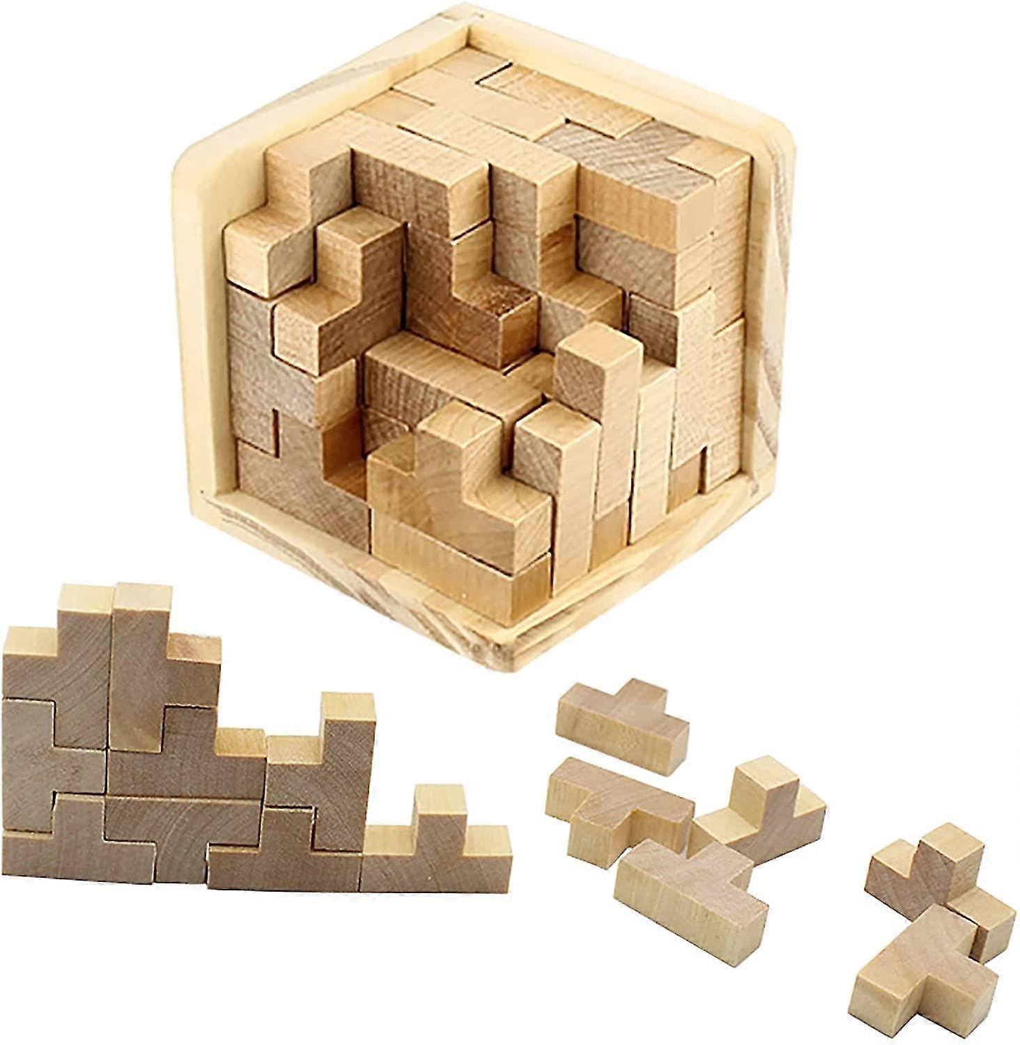 Wooden Brain Teasers Puzzle Cube Wooden Puzzle T-shaped Puzzle Puzzle ...