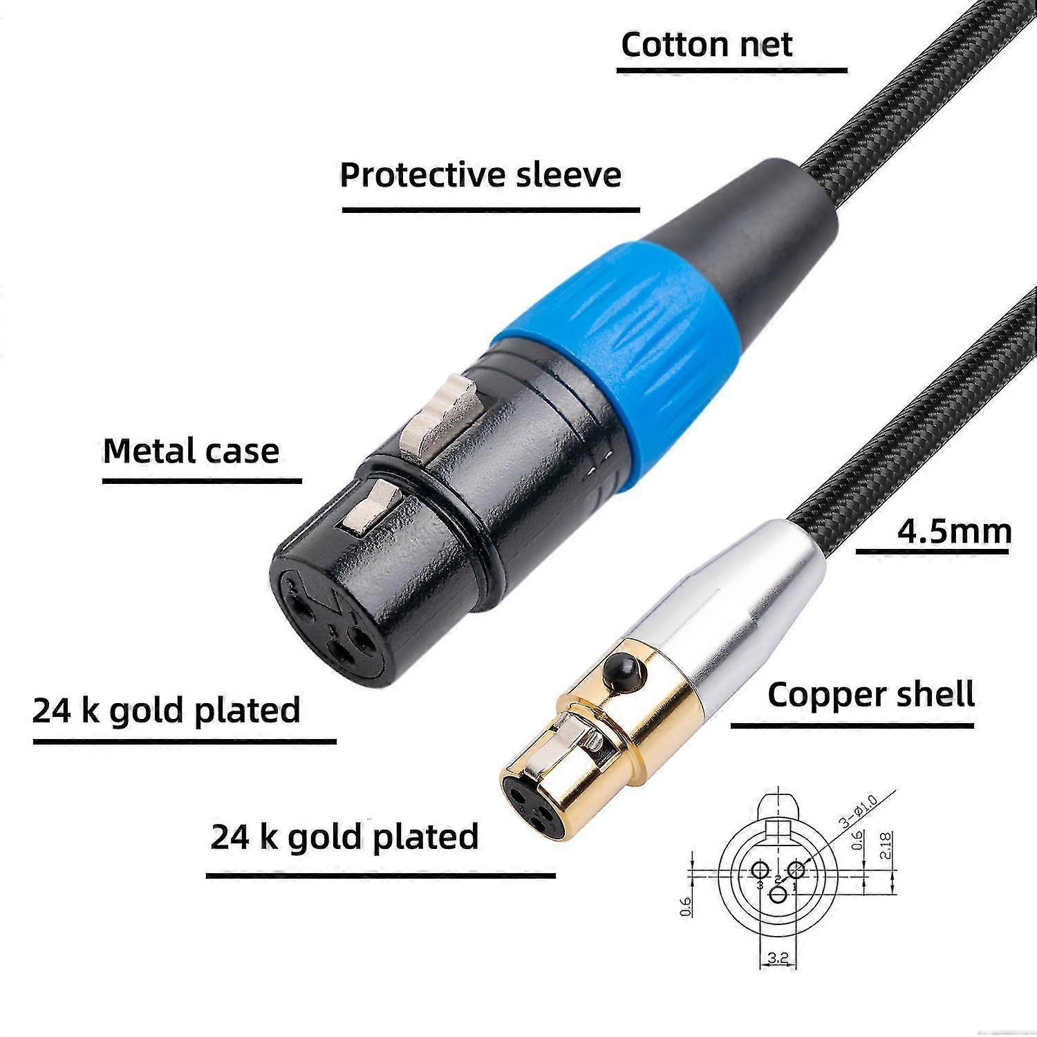 Mini Xlr 3pin Male To Xlr 3pin Connector Microphone Adapter Cable For ...