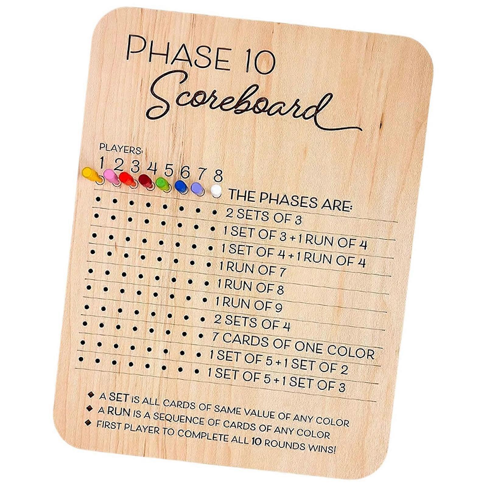 Phase 10 Score Board, 2024 Hot Wooden Phase 10 Scoreboard and Round ...