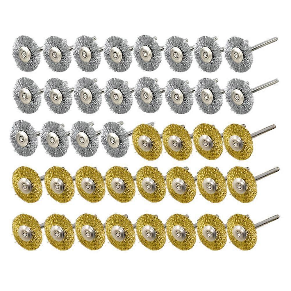 40 Pieces Mini Wire Brush Wheel Cup Brass Steel Wire Brush Set (3mm ...