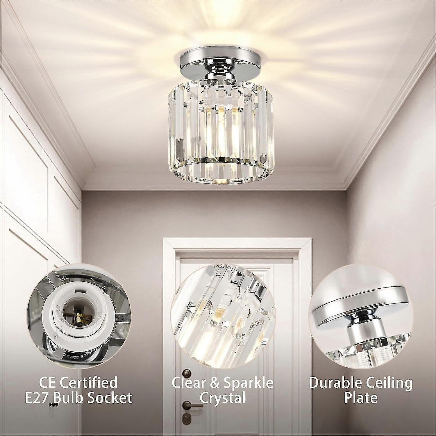 Small Crystal Ceiling Light, Gold Crystal Chandelier Modern LED Ceiling ...