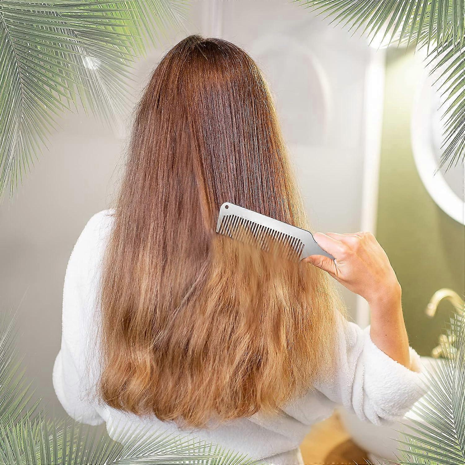 2 Pieces Metal Comb Set Metal Barber Comb Stainless Steel Blending Comb ...