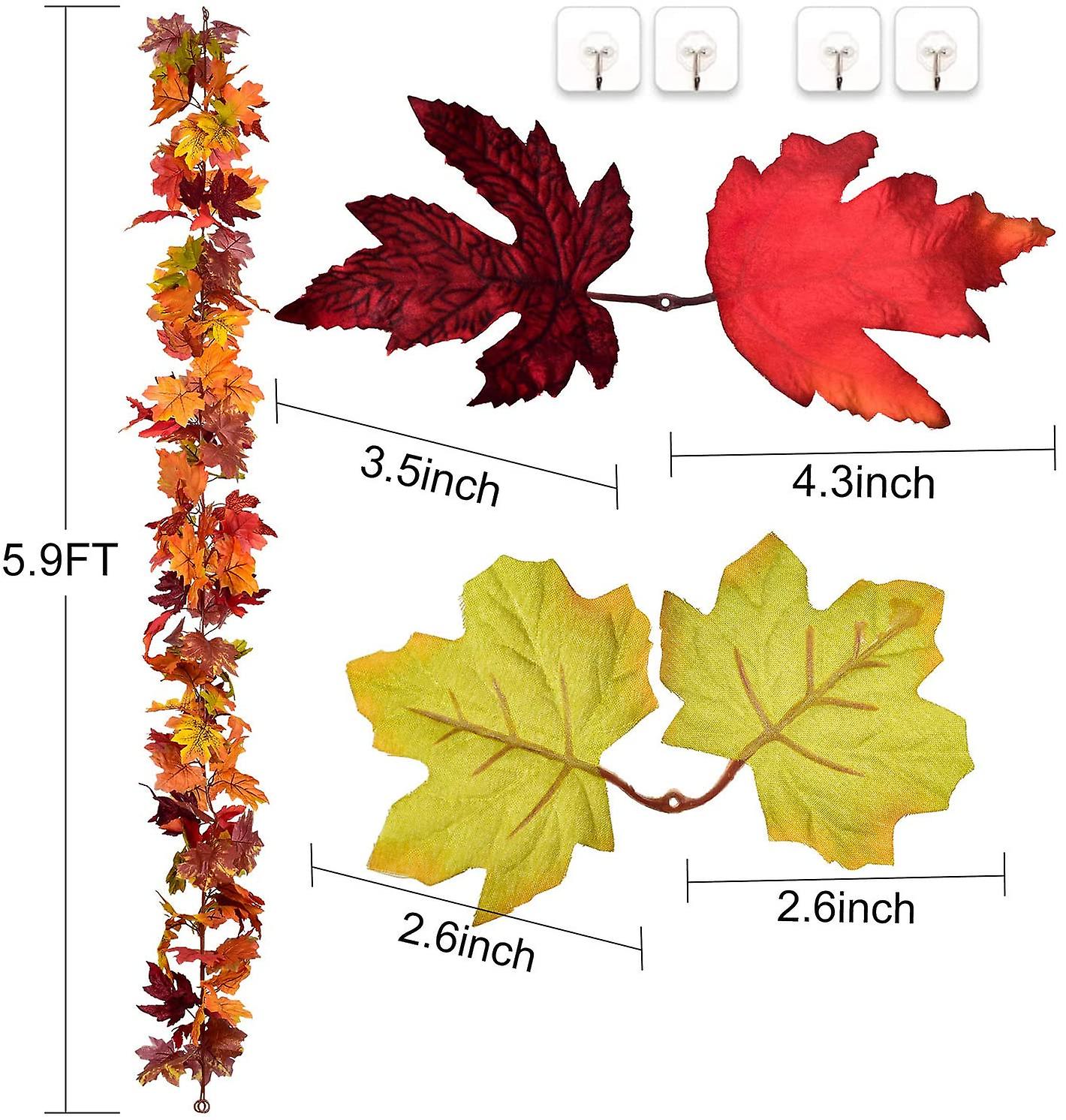 2 Pack Fall Garland Maple Leaf, Hanging Vine Garland Artificial Autumn ...