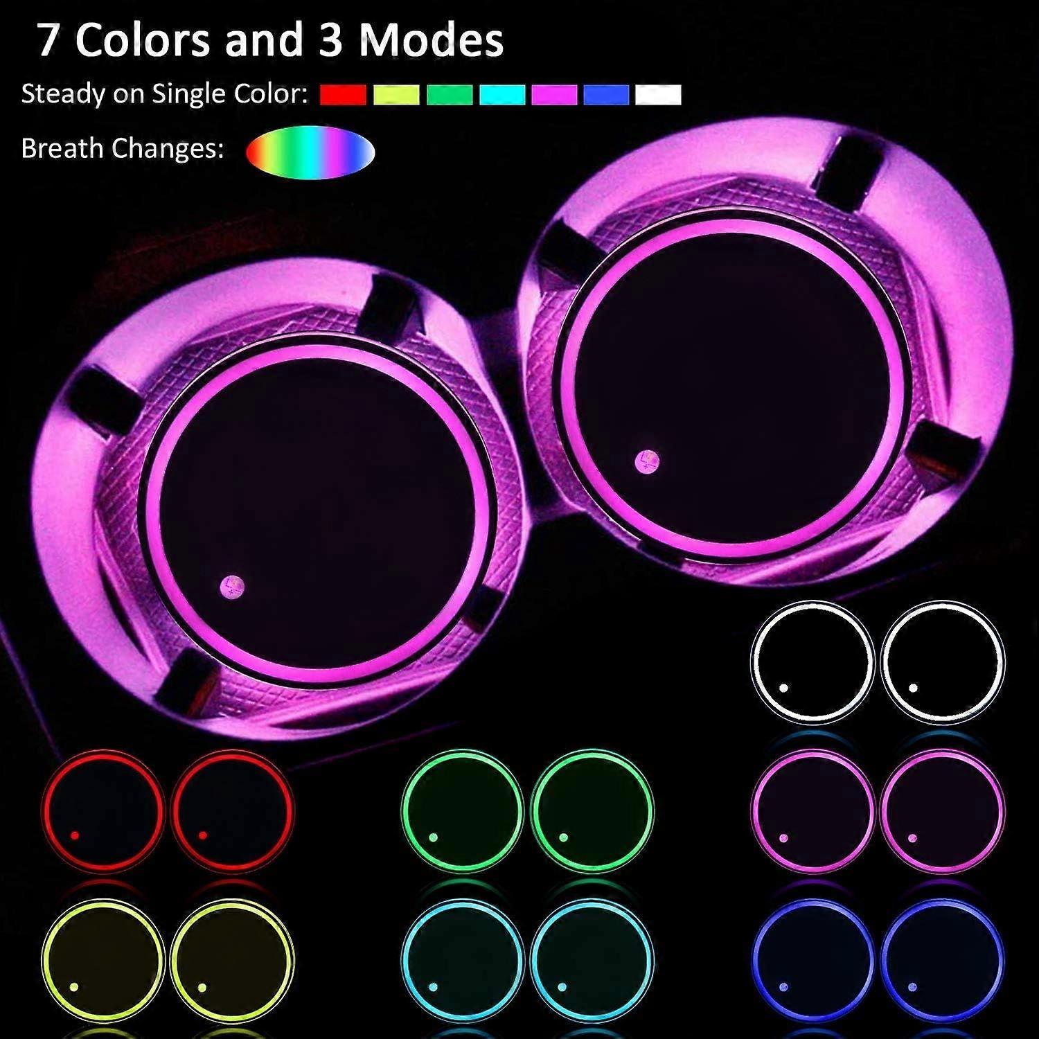 LED coaster light, 2 waterproof coasters 7 colour illuminated coasters ...