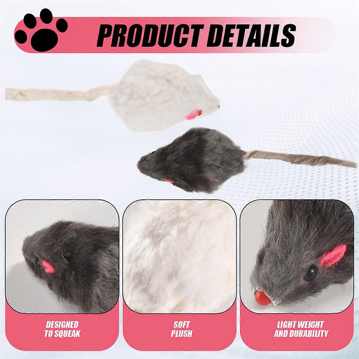 12Pcs False Mouse Cat Pet Toys Cat Long-Haired Tail Mice Sound Rattling ...