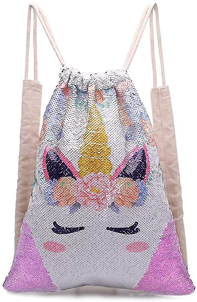 Travelling Backpack Double-sided Sequined Drawstring Backpack For ...