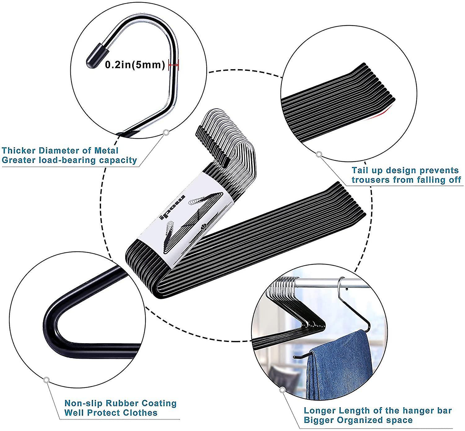 Heavy Duty Metal Slacks/trousers Hangers Open Ended Pants Easy Slide ...