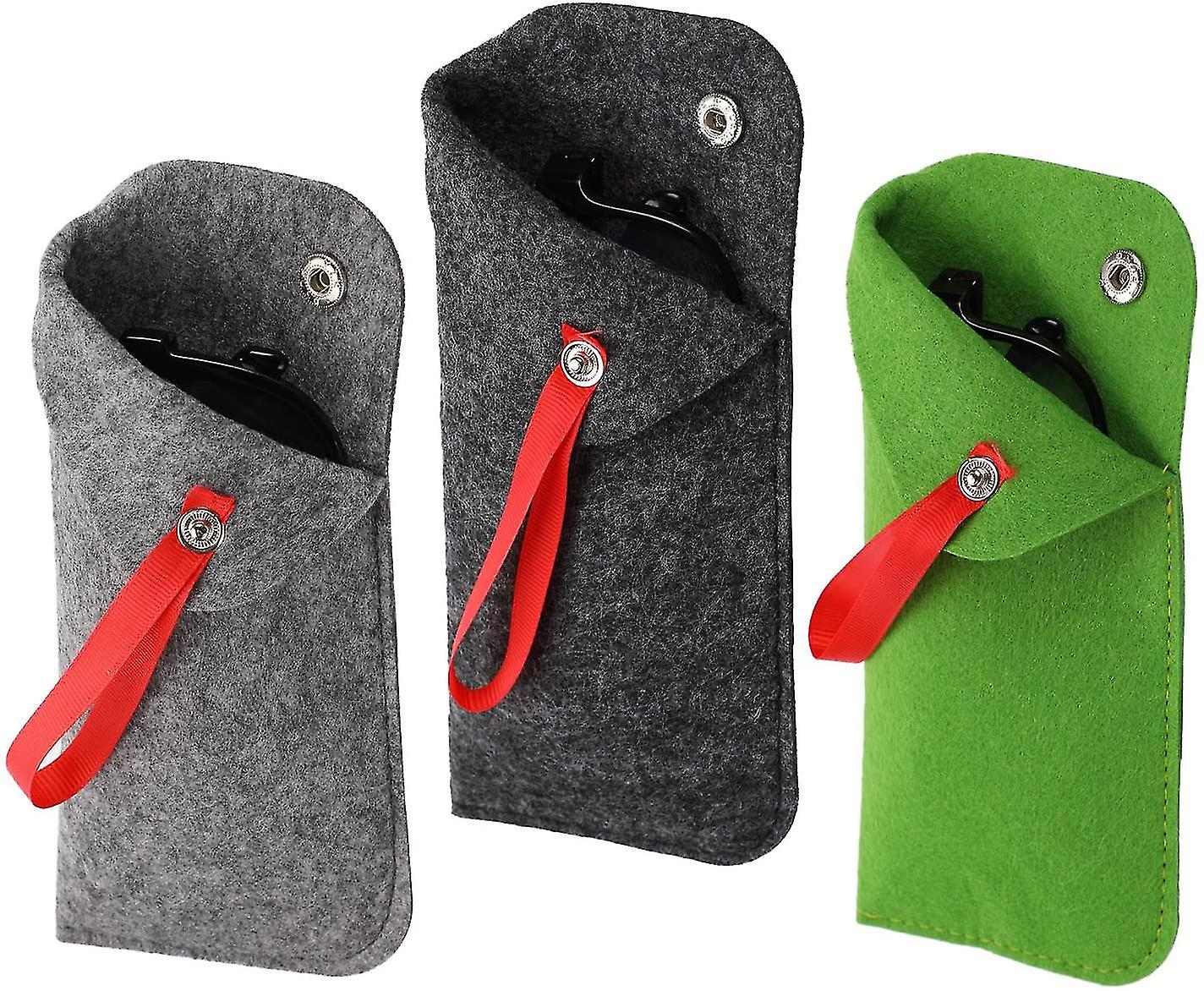 Soft Eyeglasses Case 3 Pack, Felt Portable Travel Slip In Eyeglasses ...