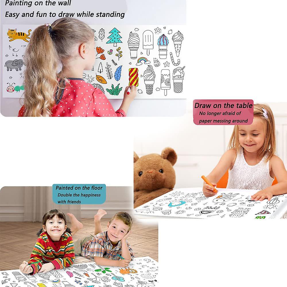 Kids Coloring Paper Roll Drawing Paper Scroll Diy Painting Color ...