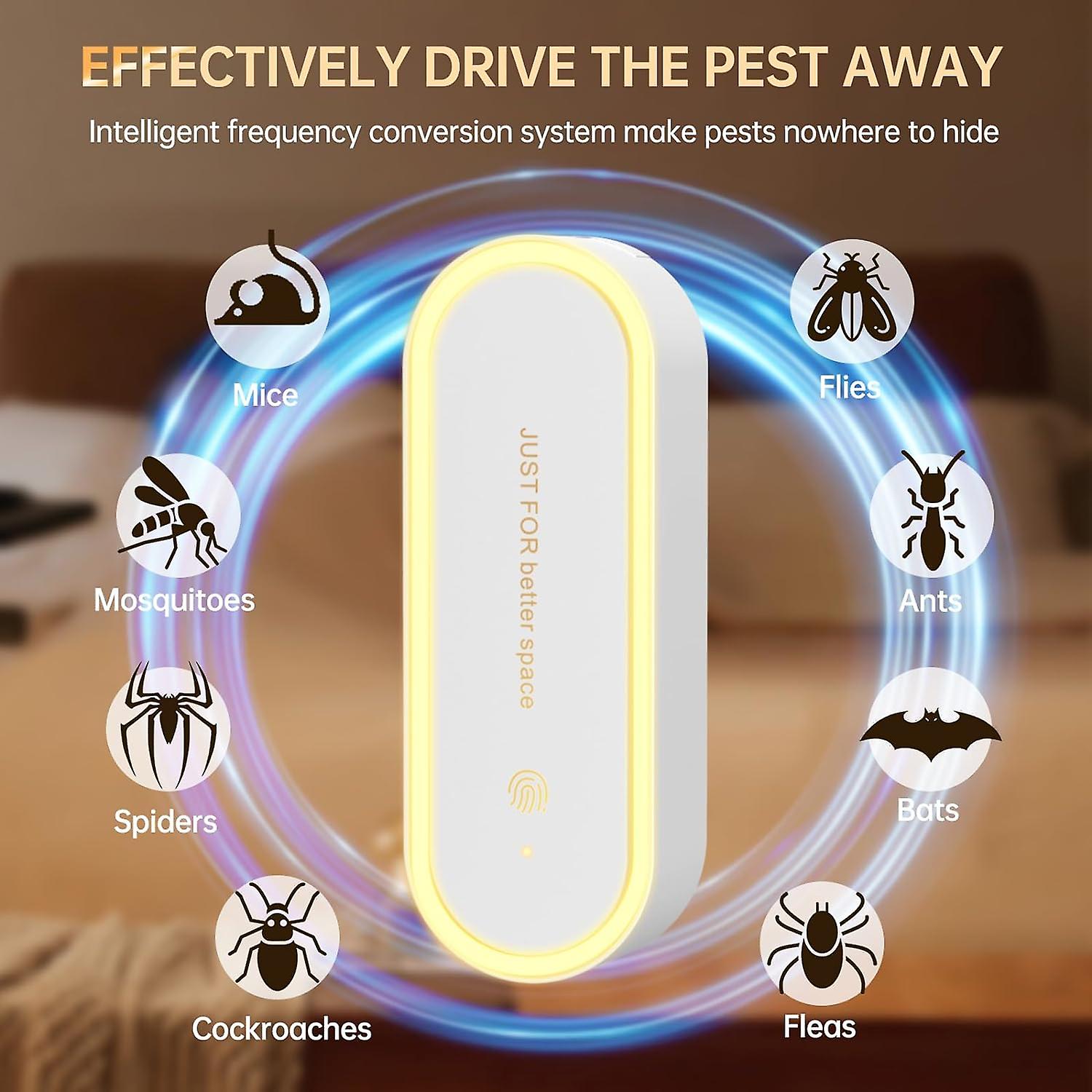 Ultrasonic Pest Repeller, LED Electronic Night Light Indoor Pest ...