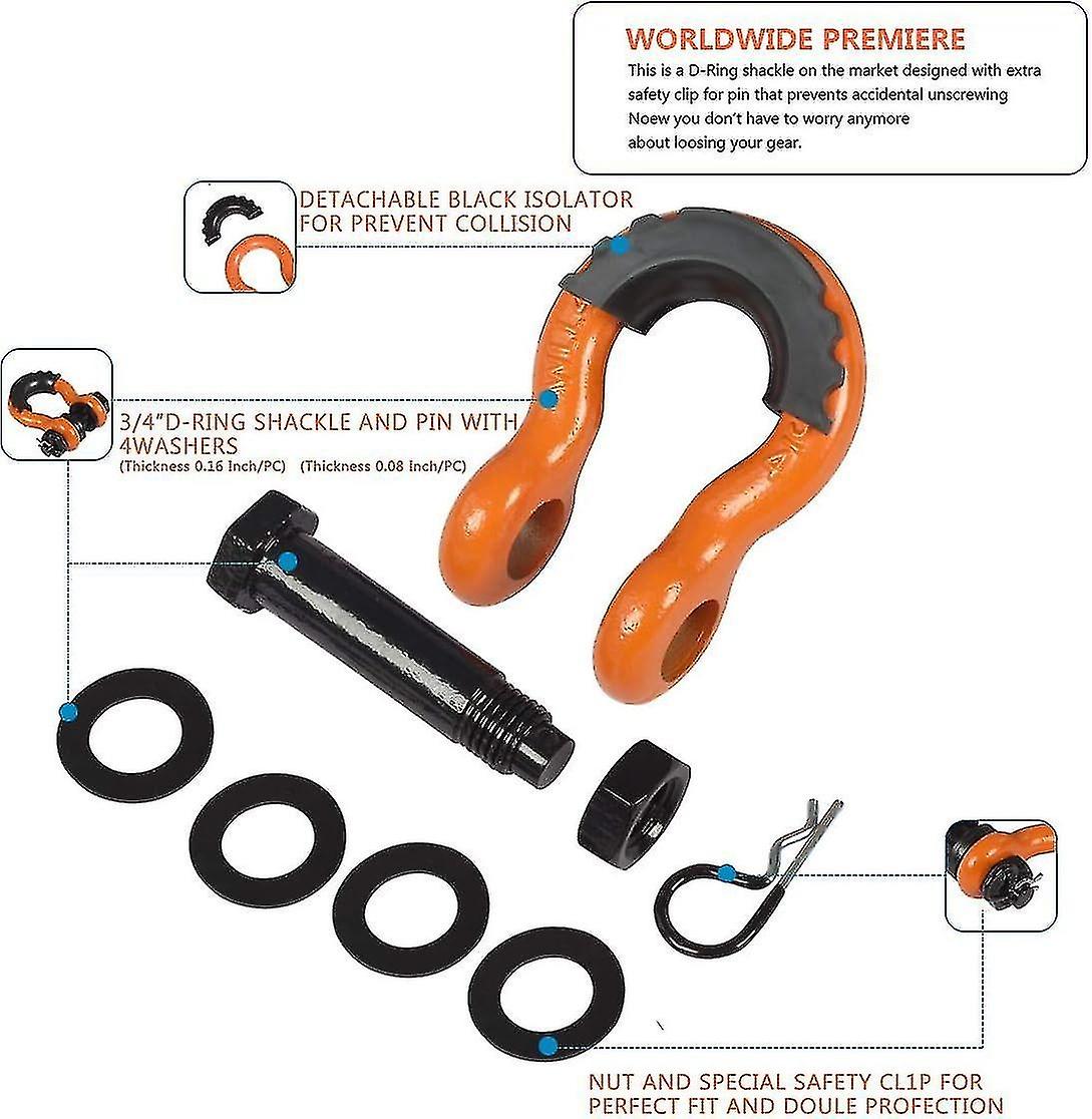 Shackles 3/4 Inch D Ring Shackle (2 Pack) 45,000lb Break Strength With ...