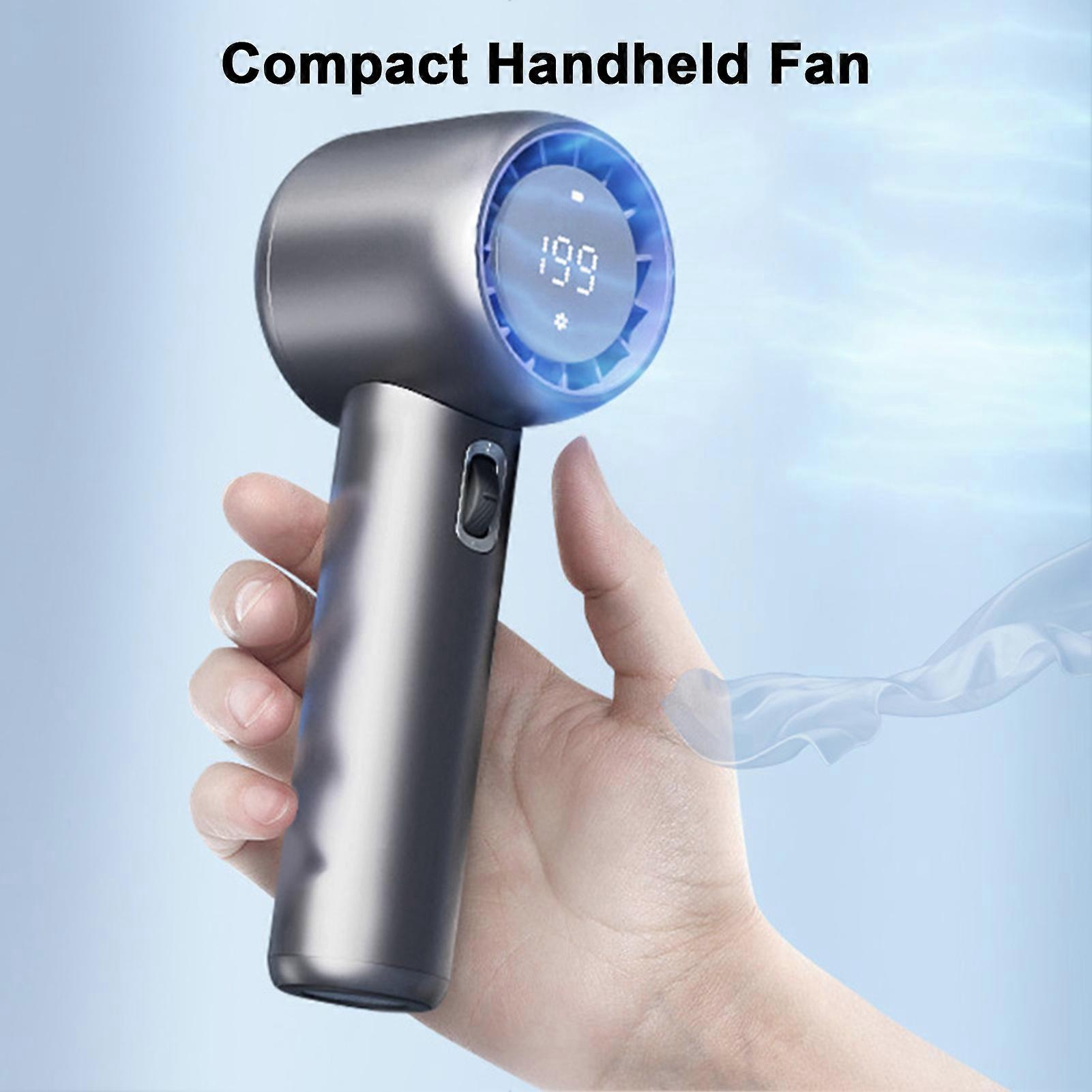 Portable Handheld Fan Adjustable Turbo Mini Fan Digital Display Battery ...