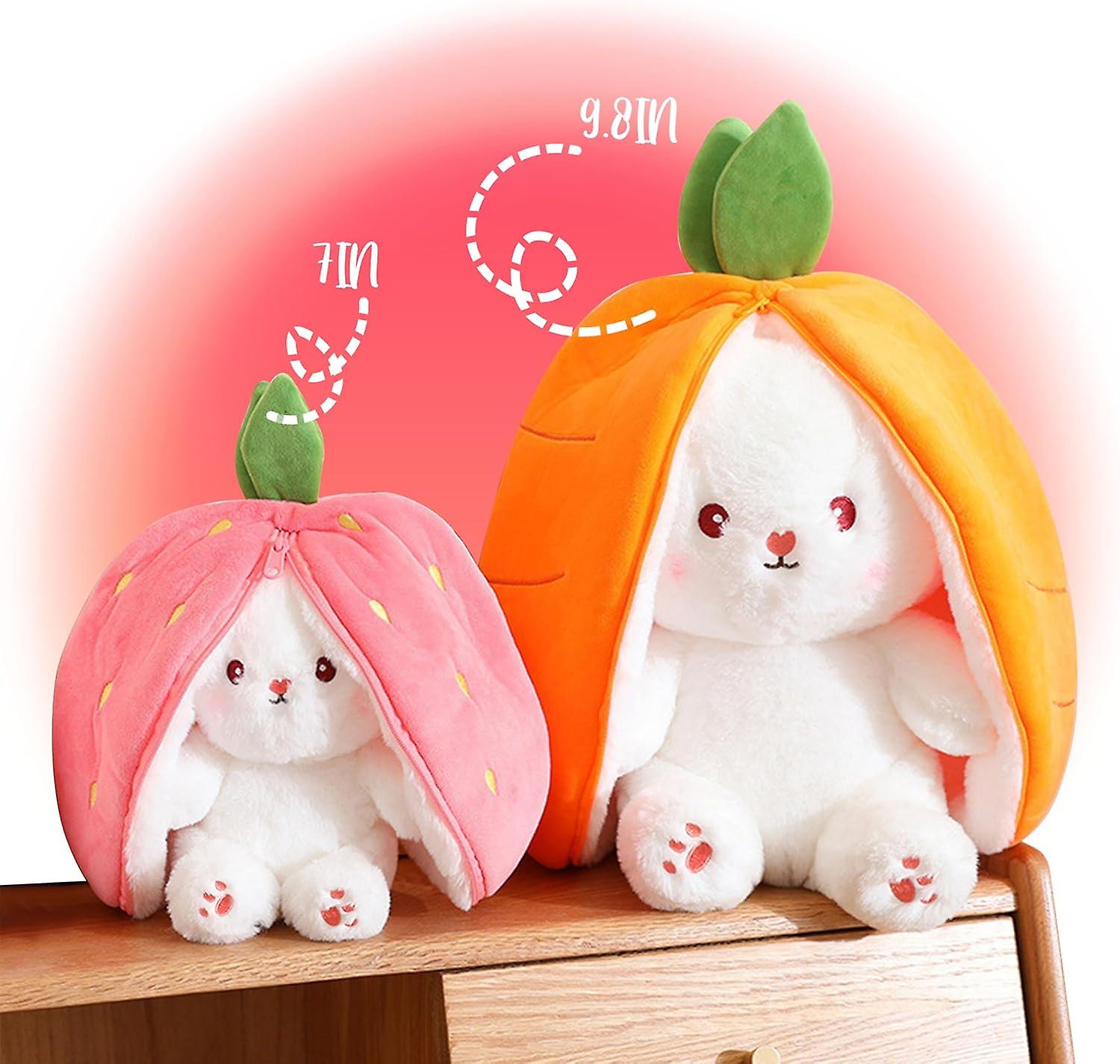 Easter Bunny Stuffed Toy, Carrot and Strawberry Bunny Plush Doll with ...