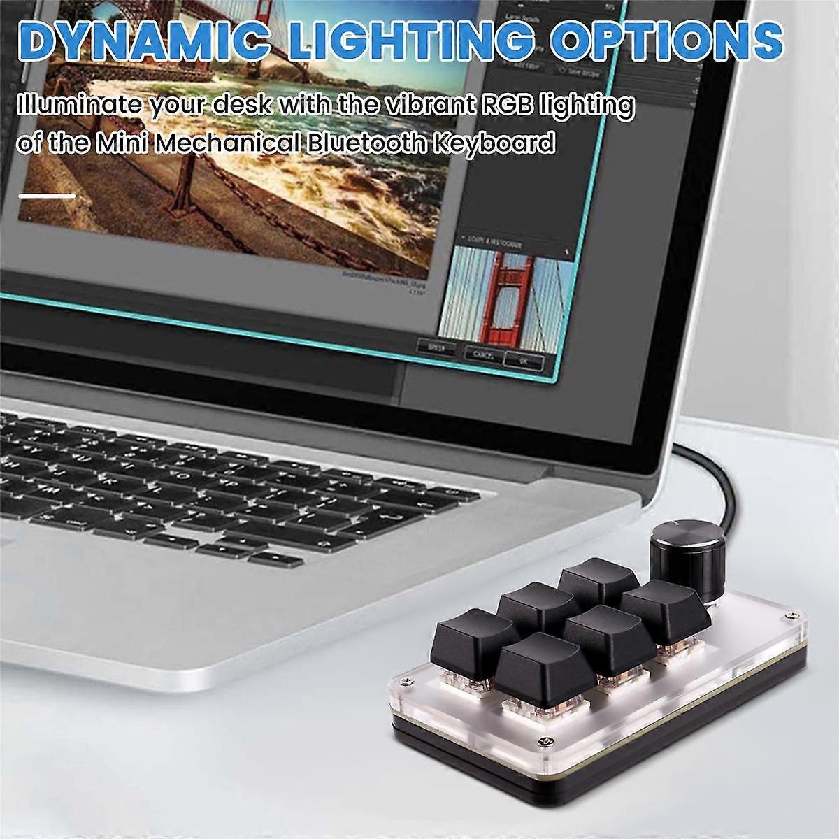 6 Key 1 Knob Copy Paste Mini Button Wired RGB Mini Mechanical Keyboard ...
