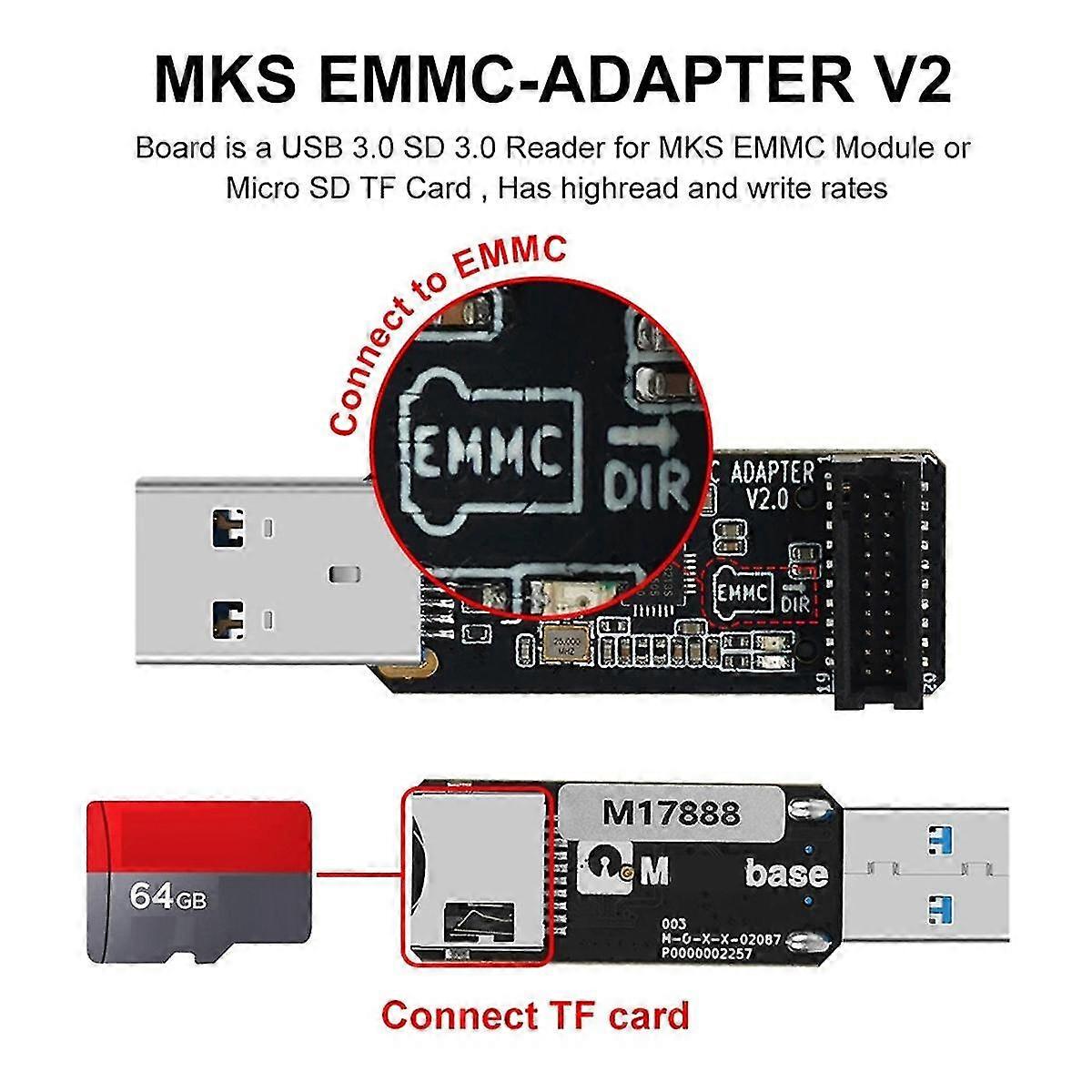 For MKS EMMC-ADAPTER V2 USB 3.0 Card Reader for MKS EMMC Module Micro ...