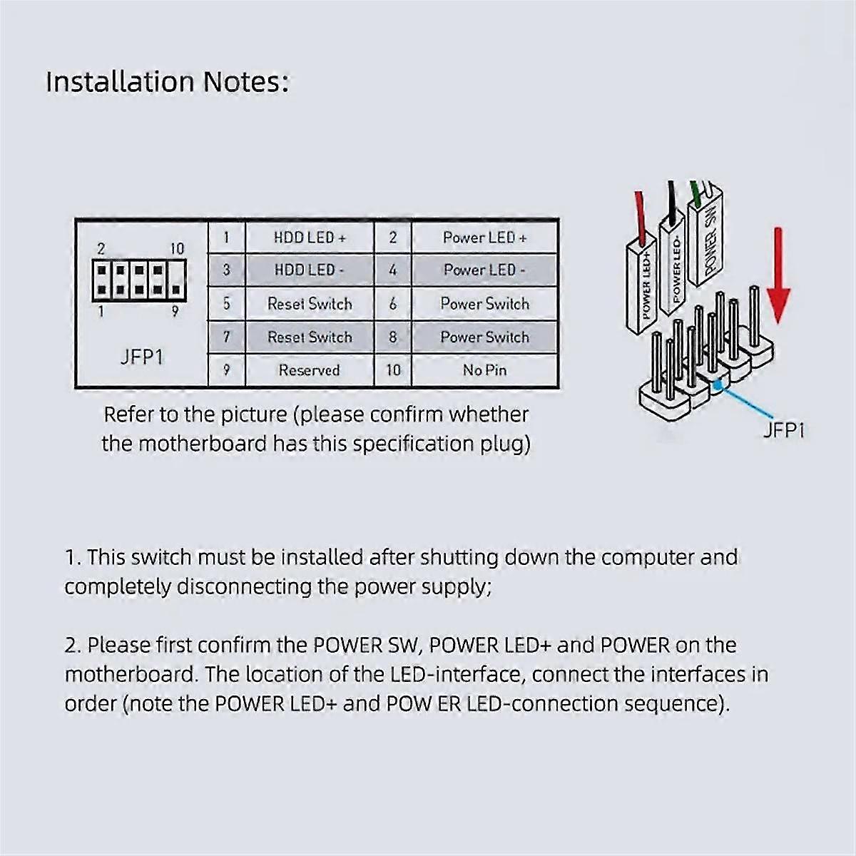 Computer Desktop Switch Pc Motherboard Power Extension Cable Switch ...