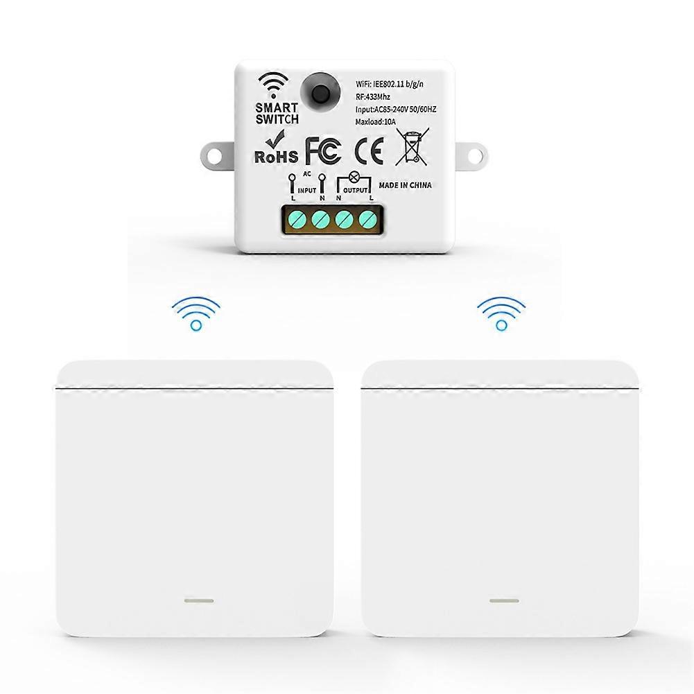 Wireless Light Wall Switch RF 433Mhz Relay Receiver with 2x1Gang Panel ...
