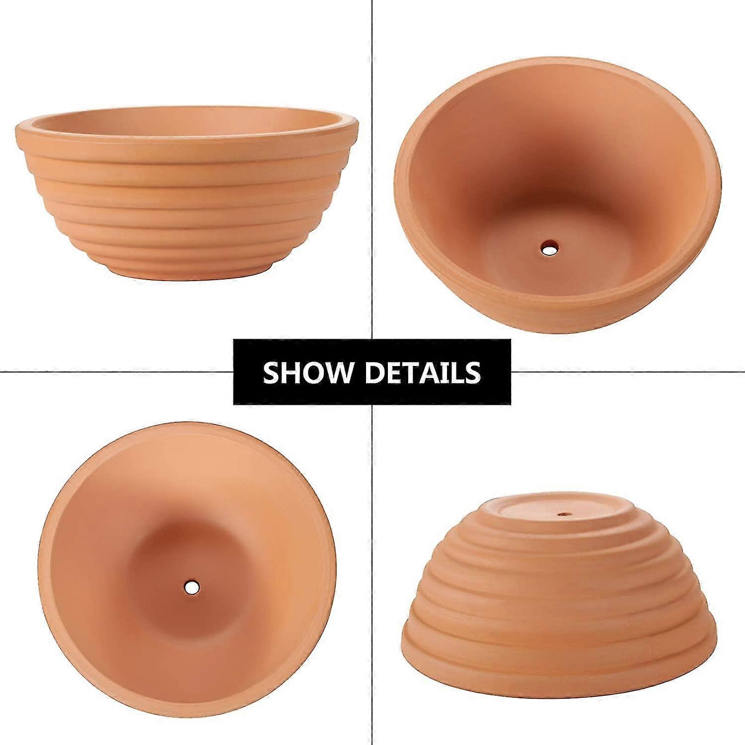Small Terracotta Pots 6 Inch, Shallow Bowls With Drainage Holes, Clay ...