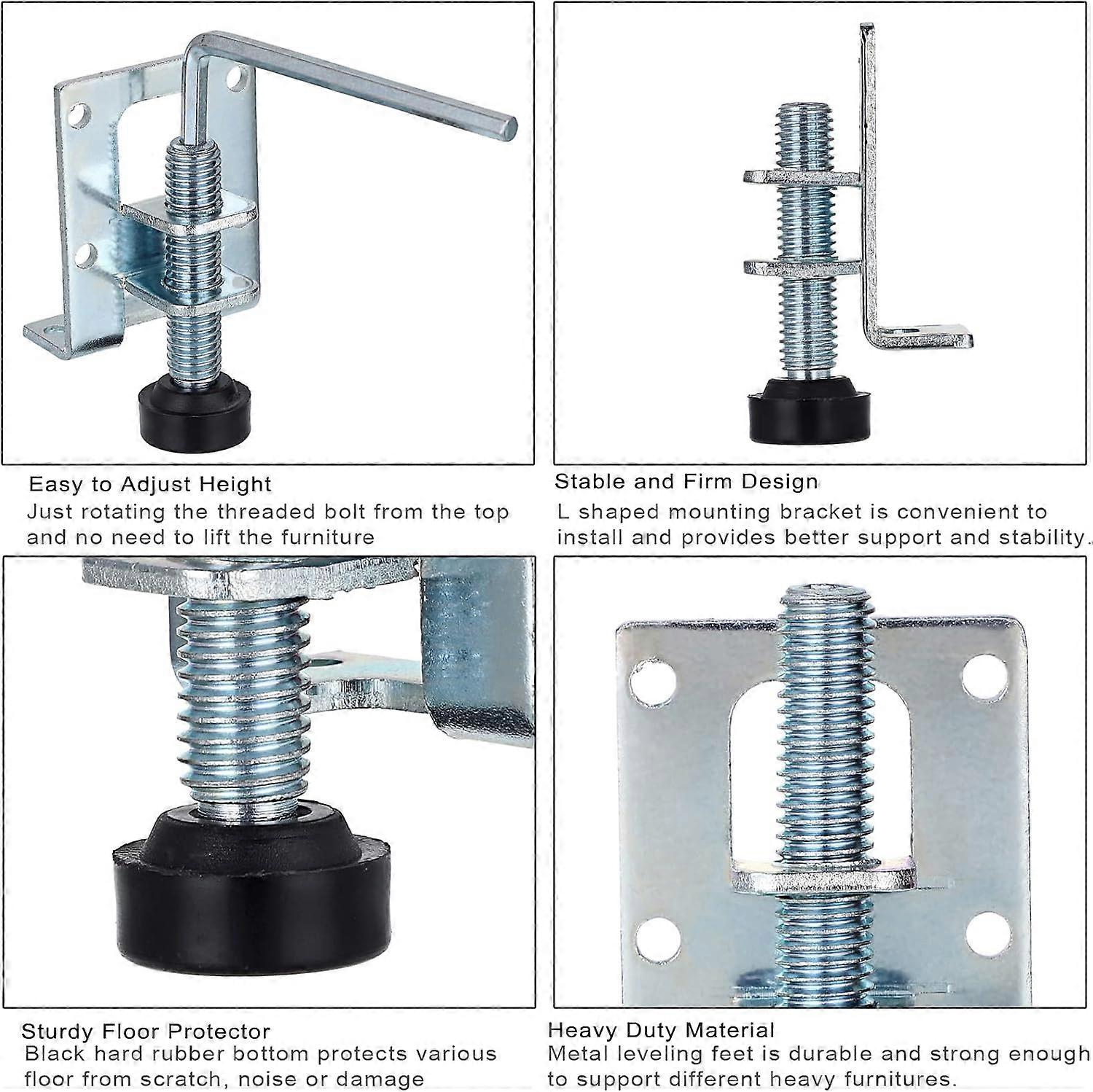 4 Packs Heavy Duty Adjustable Furniture Leveling Feets L Shaped ...