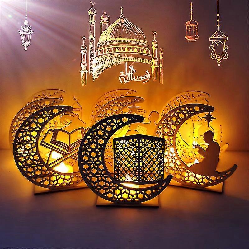 Ramadan Diy Wooden Moon Led Light | Fruugo UK