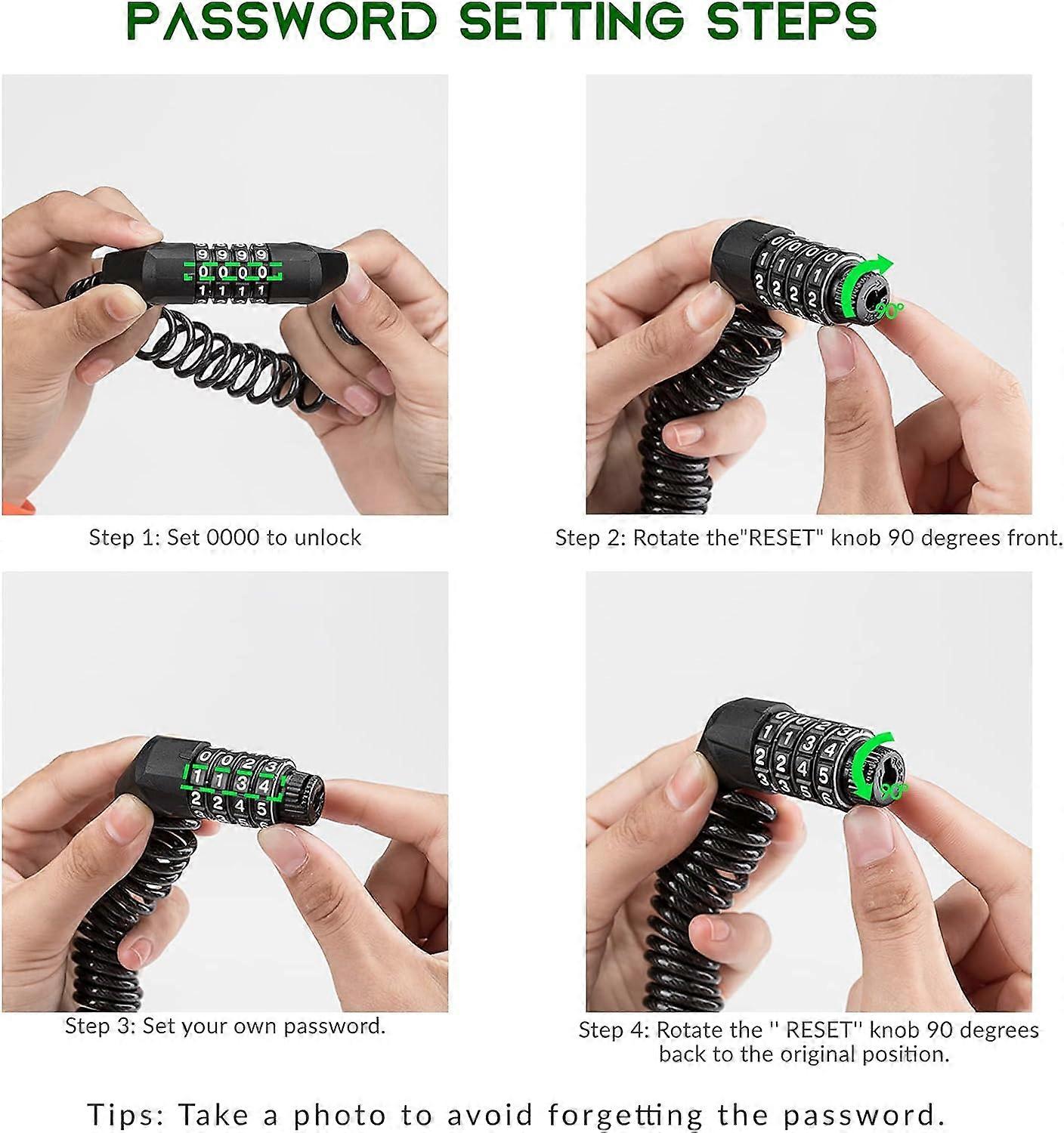 Bike Helmet Lock Bike Lock Combination Padlock Bicycle Chain Lock Heavy ...