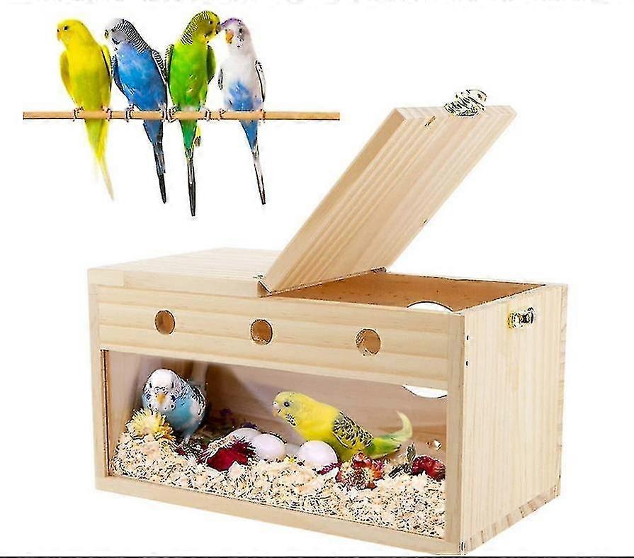 Budgie Nesting Box Transparent Design, Bird Nest Breeding Box With Perch Wood Bird Cage House ...
