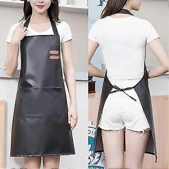 Pu Waterproof Apron With One Big Pocket Adjustable Oil Proof Apron For ...