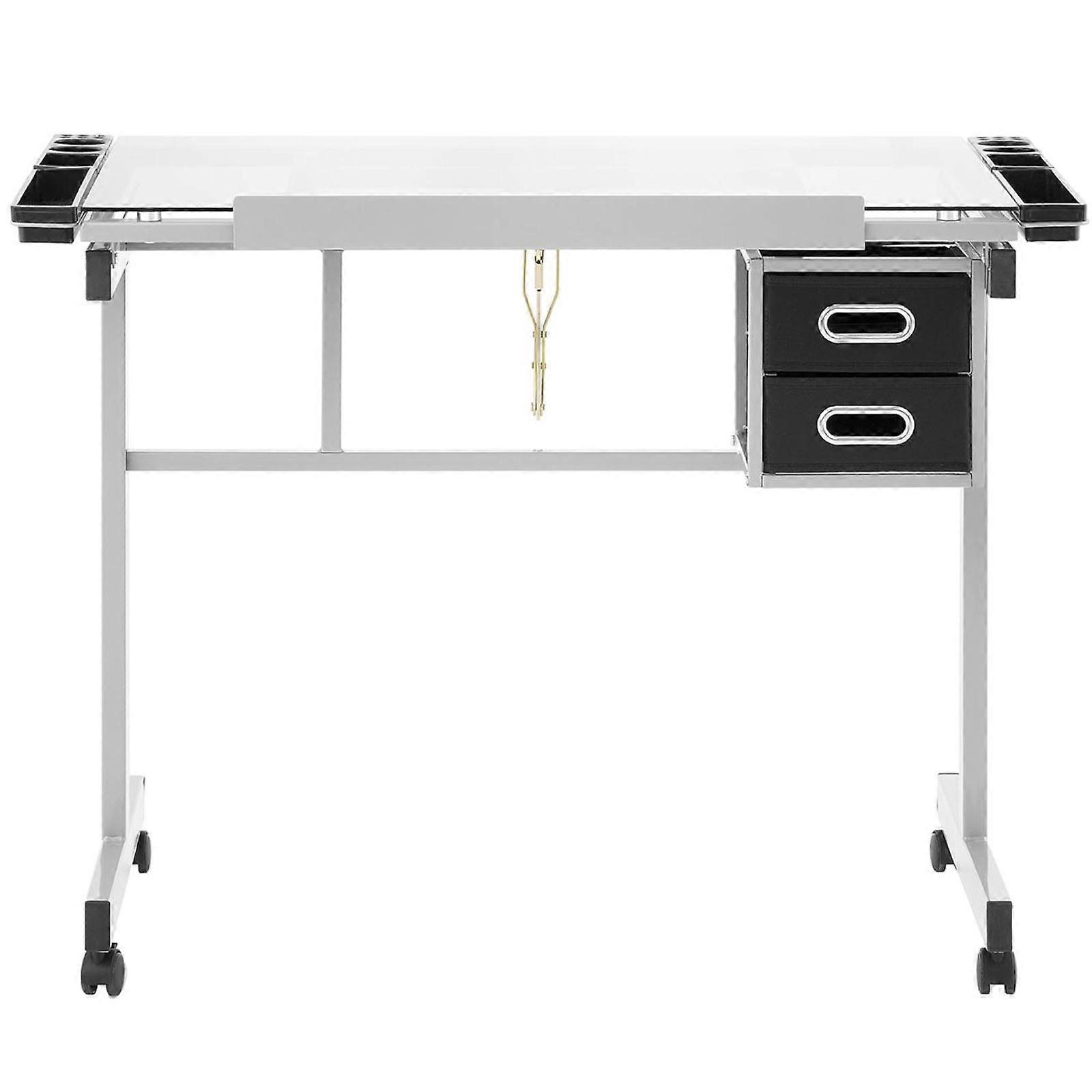 Mobile Glass Drawing Table with Drawers for Drawing and Sketching ...