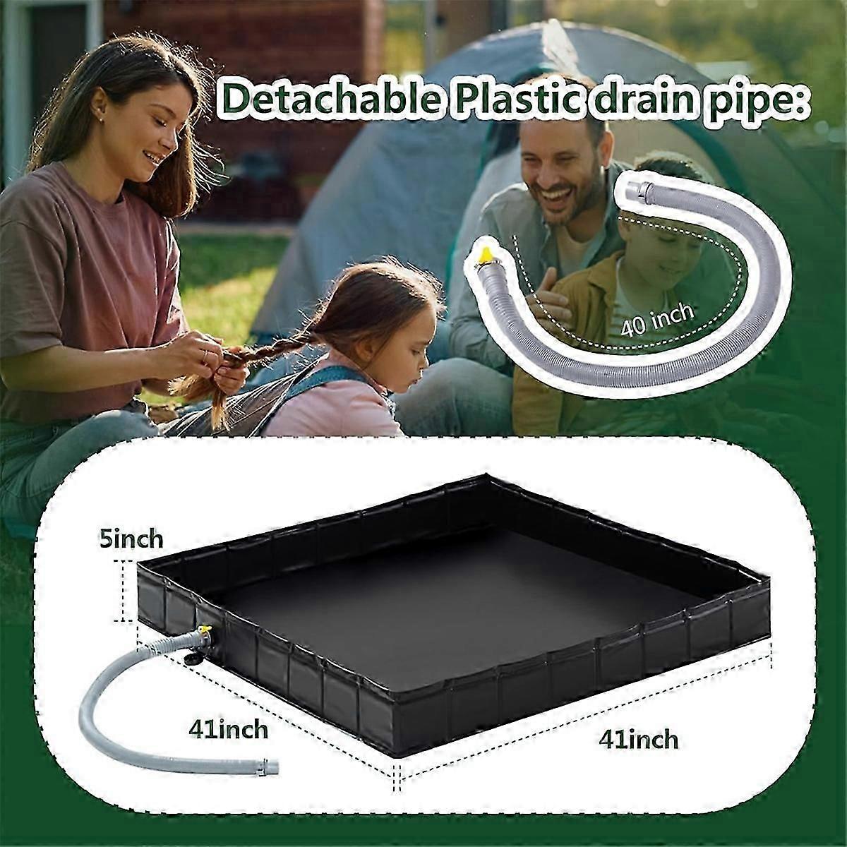 Portable Shower Pan, 41x41inch Foldable Shower Base & Basin Floor with ...