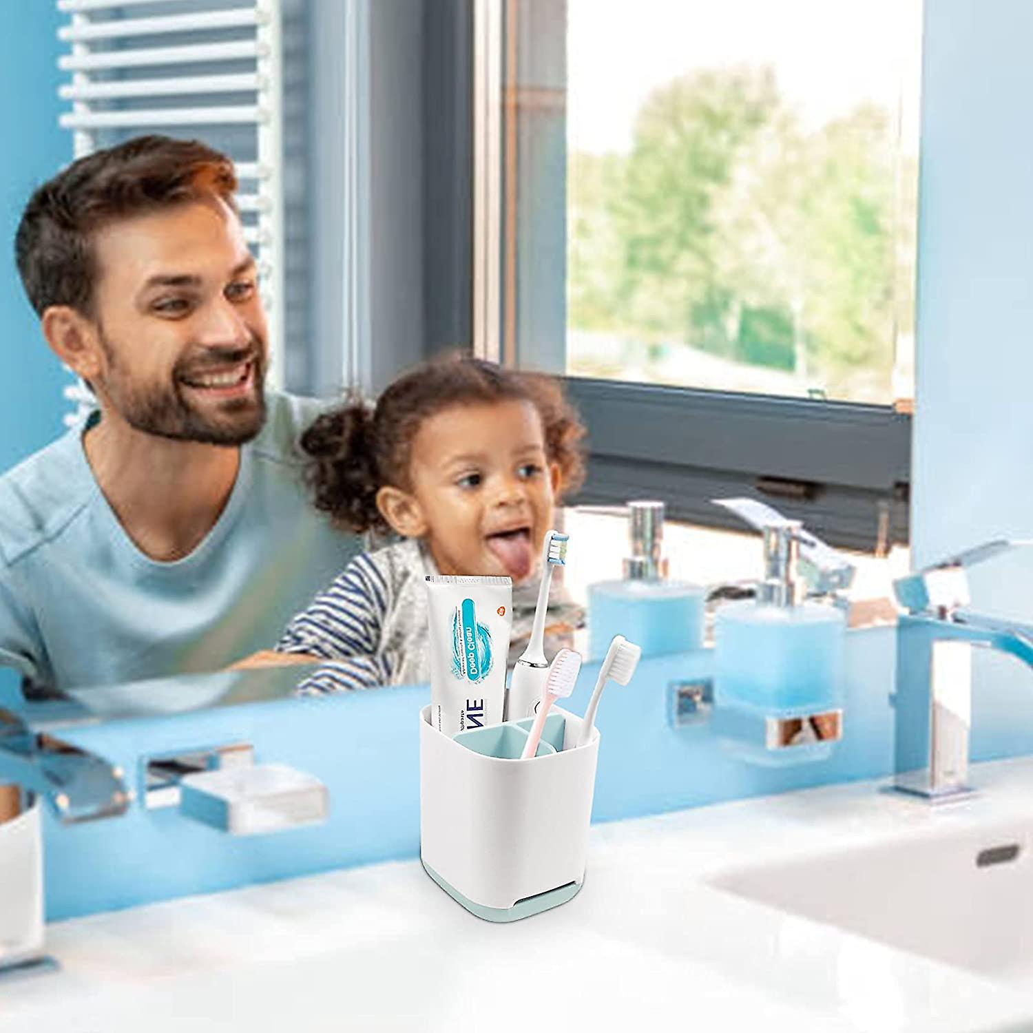 Plastic Bathroom Toothbrush Holder And Toothpaste Storage Organizer For ...