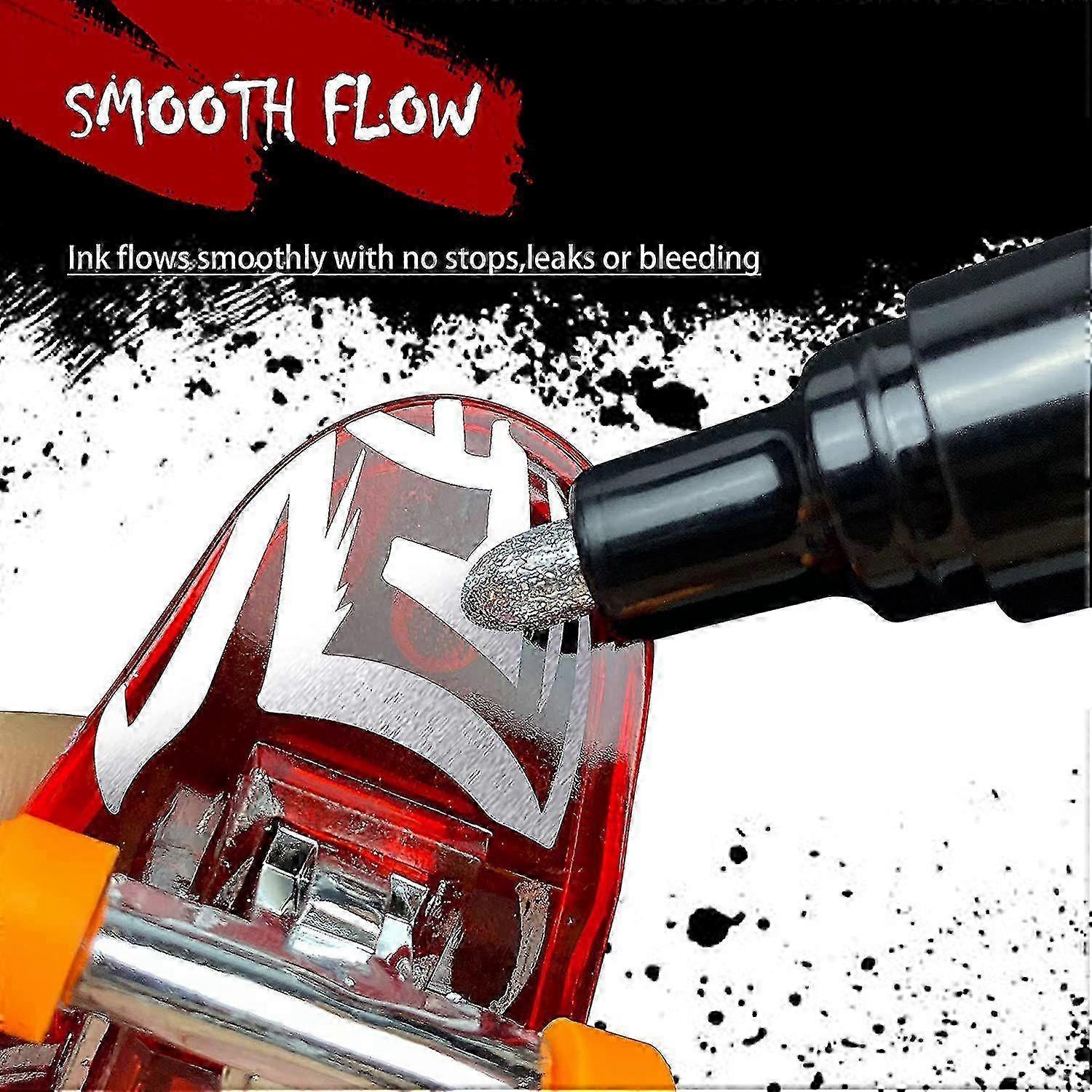 Permanent Reflective Markers, Silver Liquid Chrome Paint Pens Set of 3 ...