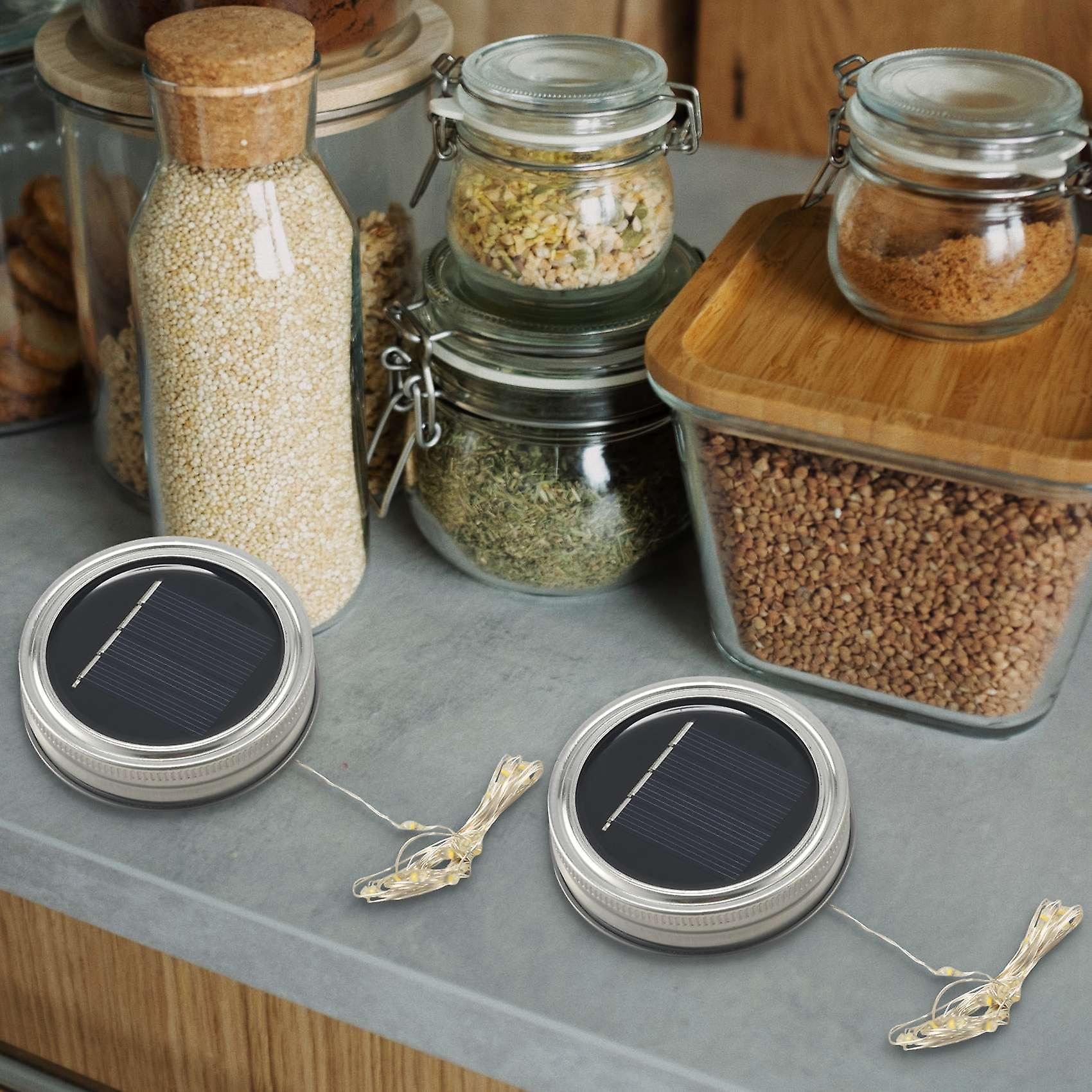 Solar Jar Lid Lights, 6 Pack 20 Led String Fairy Star Firefly Jar Lids ...