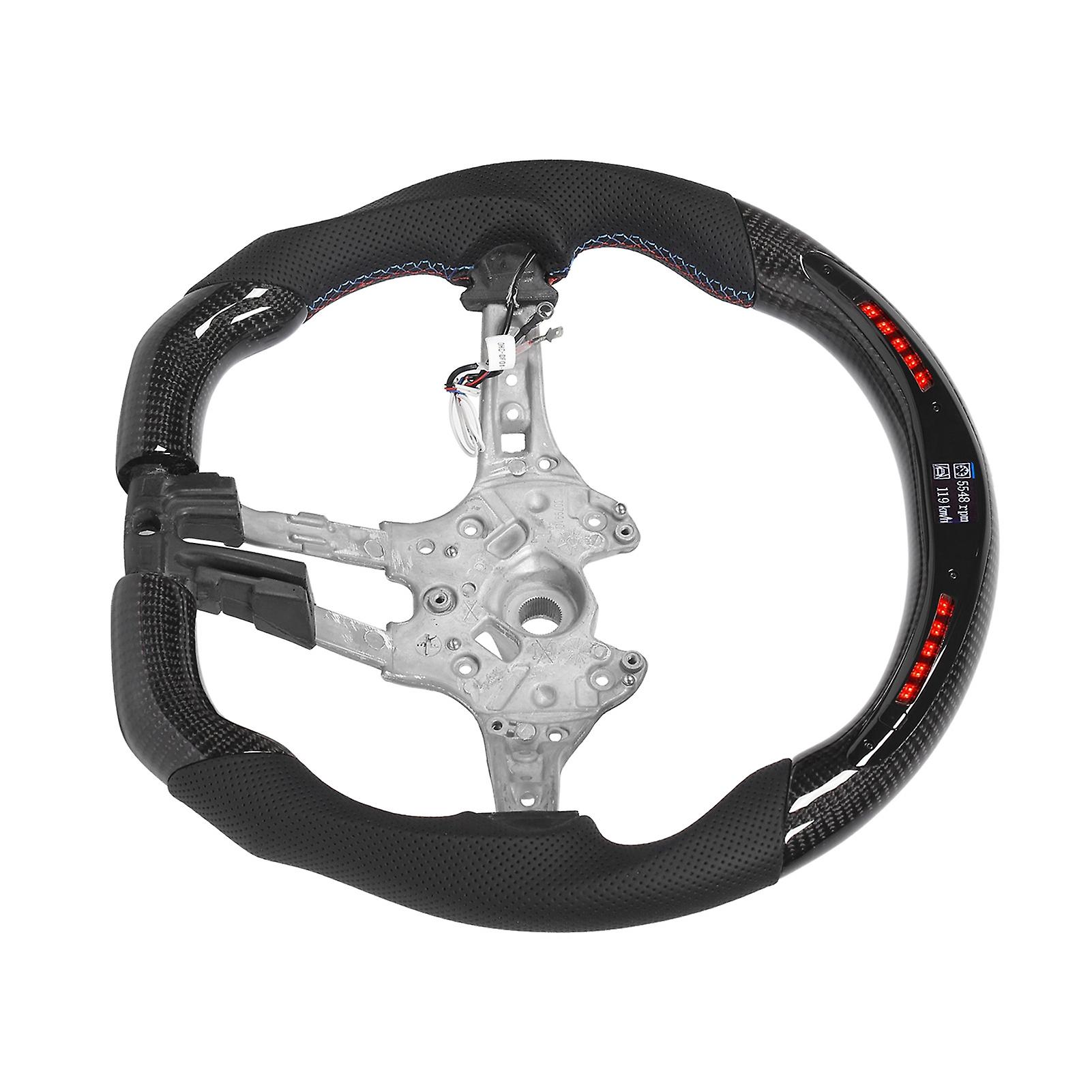 Carbon Fiber LED Shift Lights Display Steering Wheel Perforated Leather ...