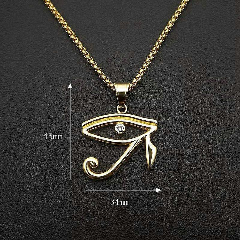 CZ Eye of Horus Egypt Protection Pendant on Stainless steel Necklace ...