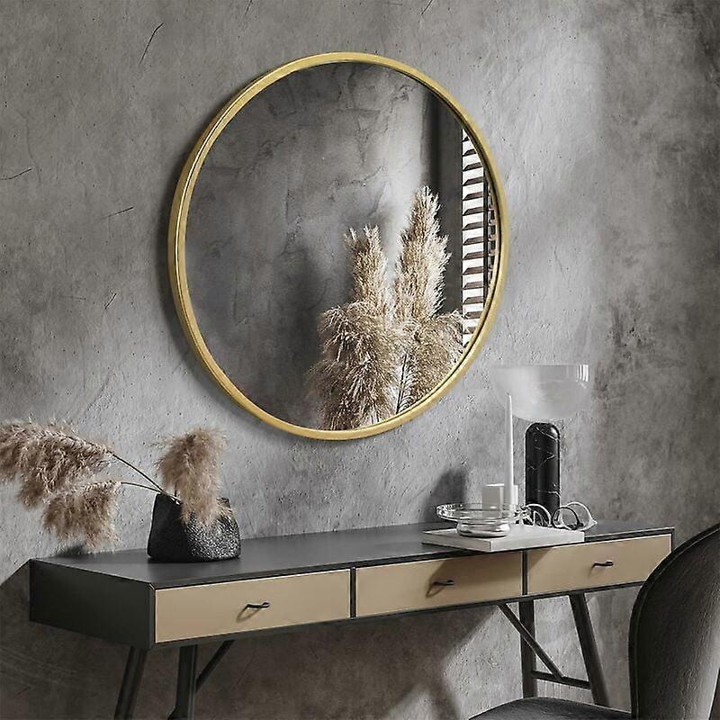 Round Gold Wall Mirror, Vanity Mirror, 24 Inch (60CM) Matte Rustic ...