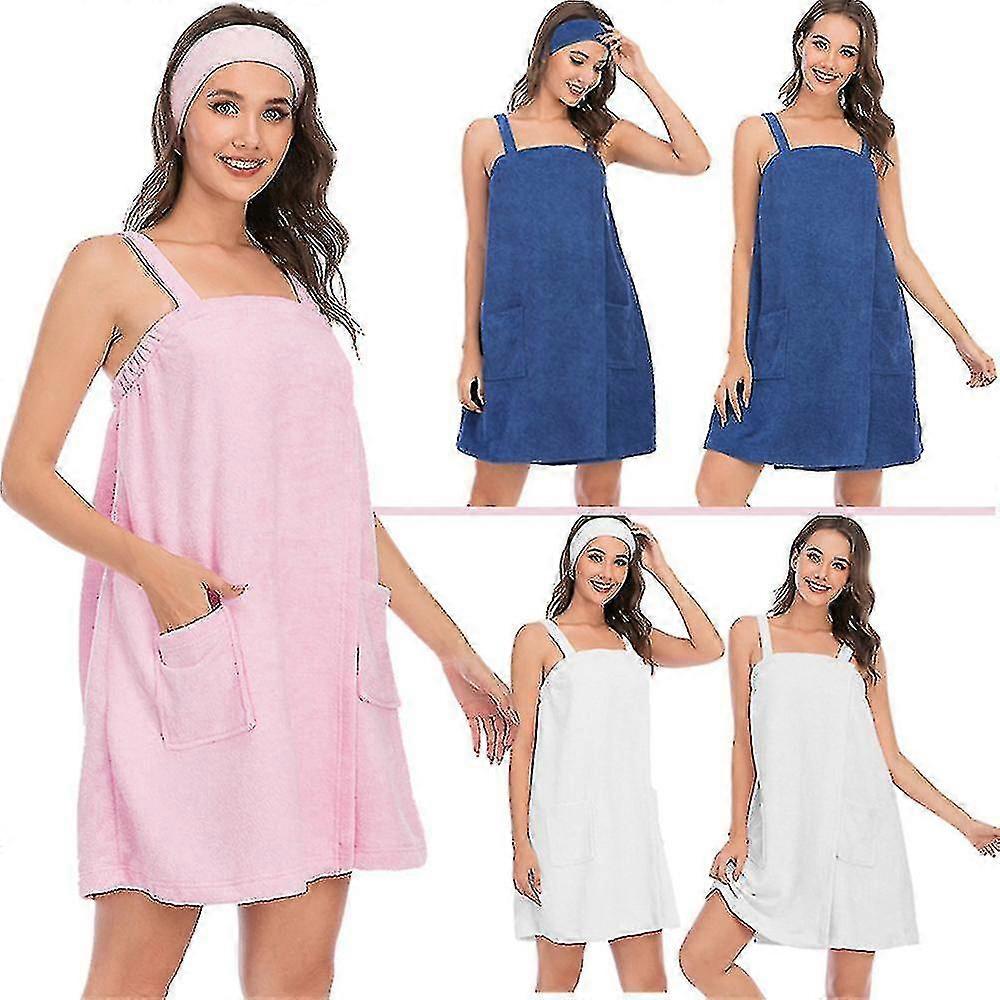 Women"s Bath/shower Wrap Towel Dress With Straps Closure Lightweight ...