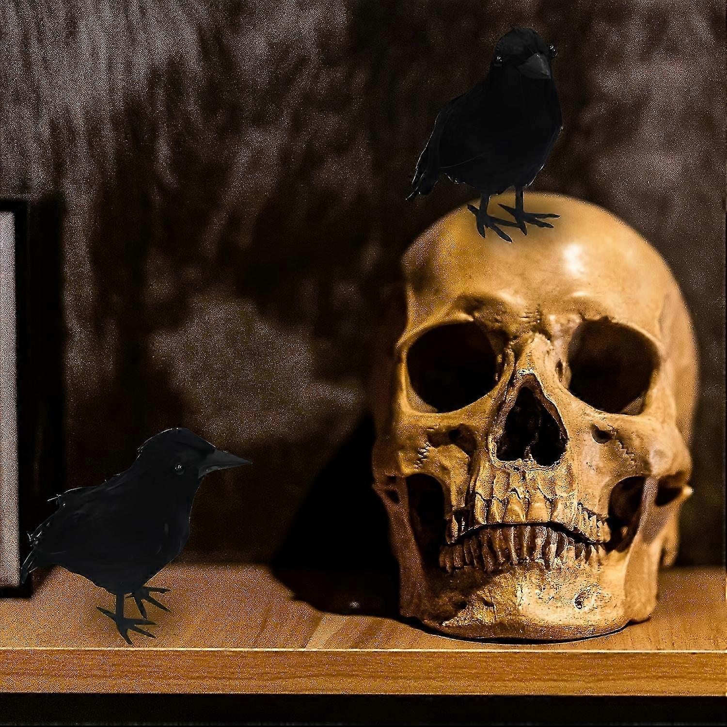 New Models6pcs Lifelike Feathered Black Crows - Handcrafted Halloween ...