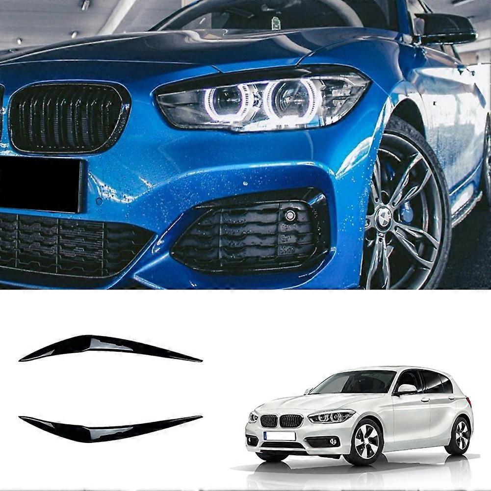 Car Glossy Black Headlights Eyebrows Eyelids Cover Eyelash Head Light ...