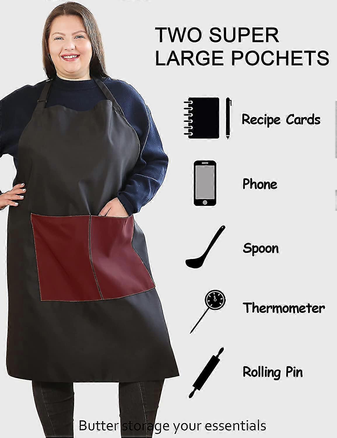 Plus Size Aprons for Women with Pockets Durable Long Adjustable Bib ...