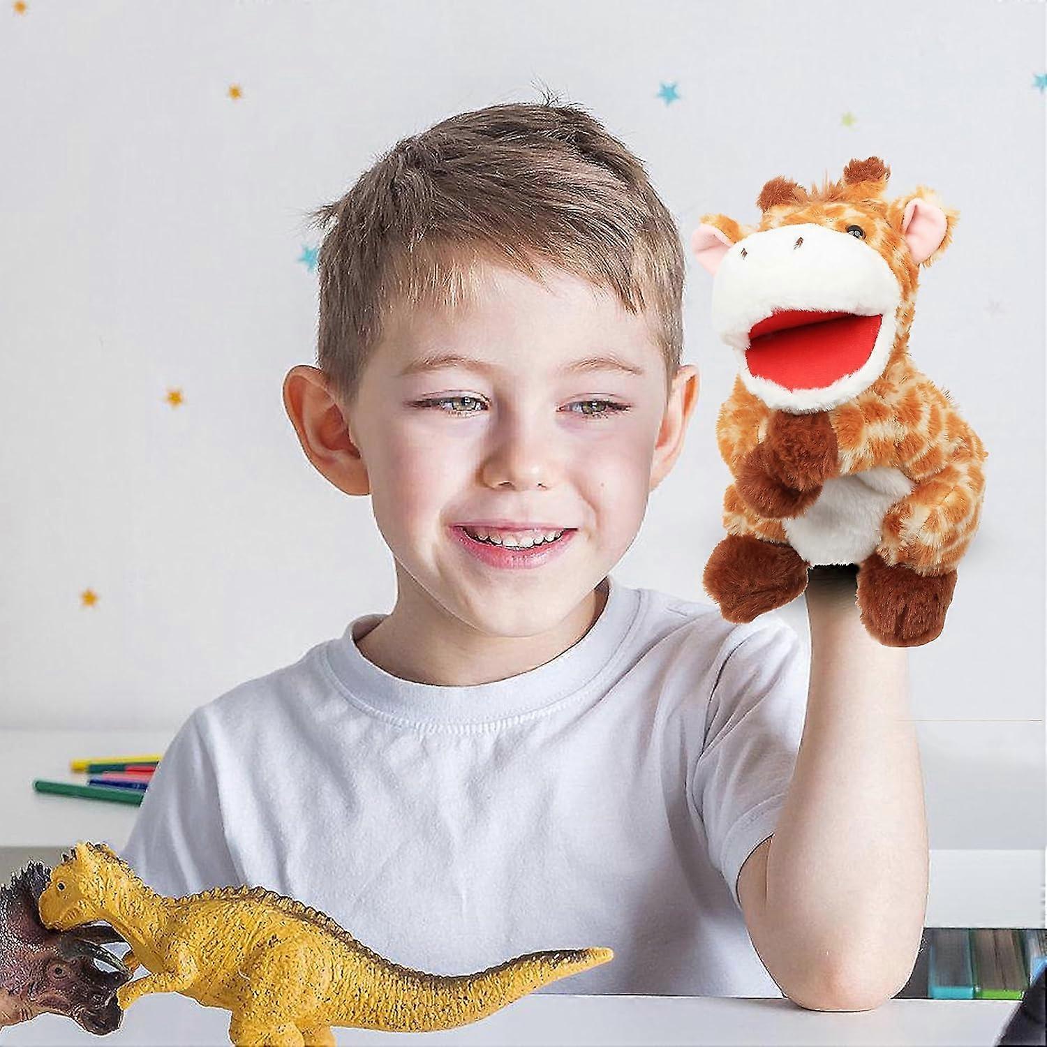 Plush Giraffe Hand Puppet Stuffed Animal Toy Open Movable Mouth Creative Role Play Storytelling ...