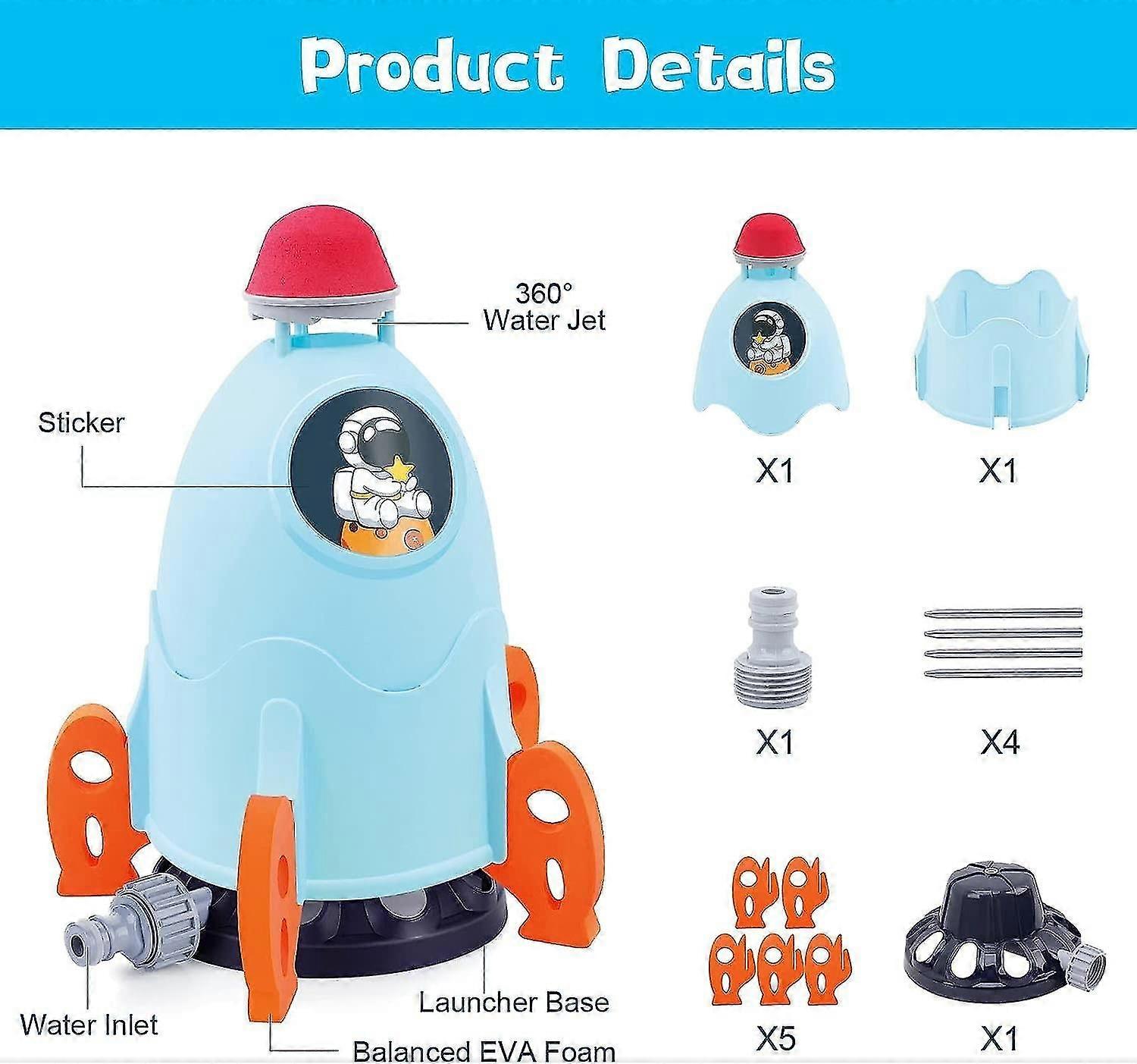 Water Rocket Sprinkler, Water Toy, Rocket Toy, Children's Garden ...