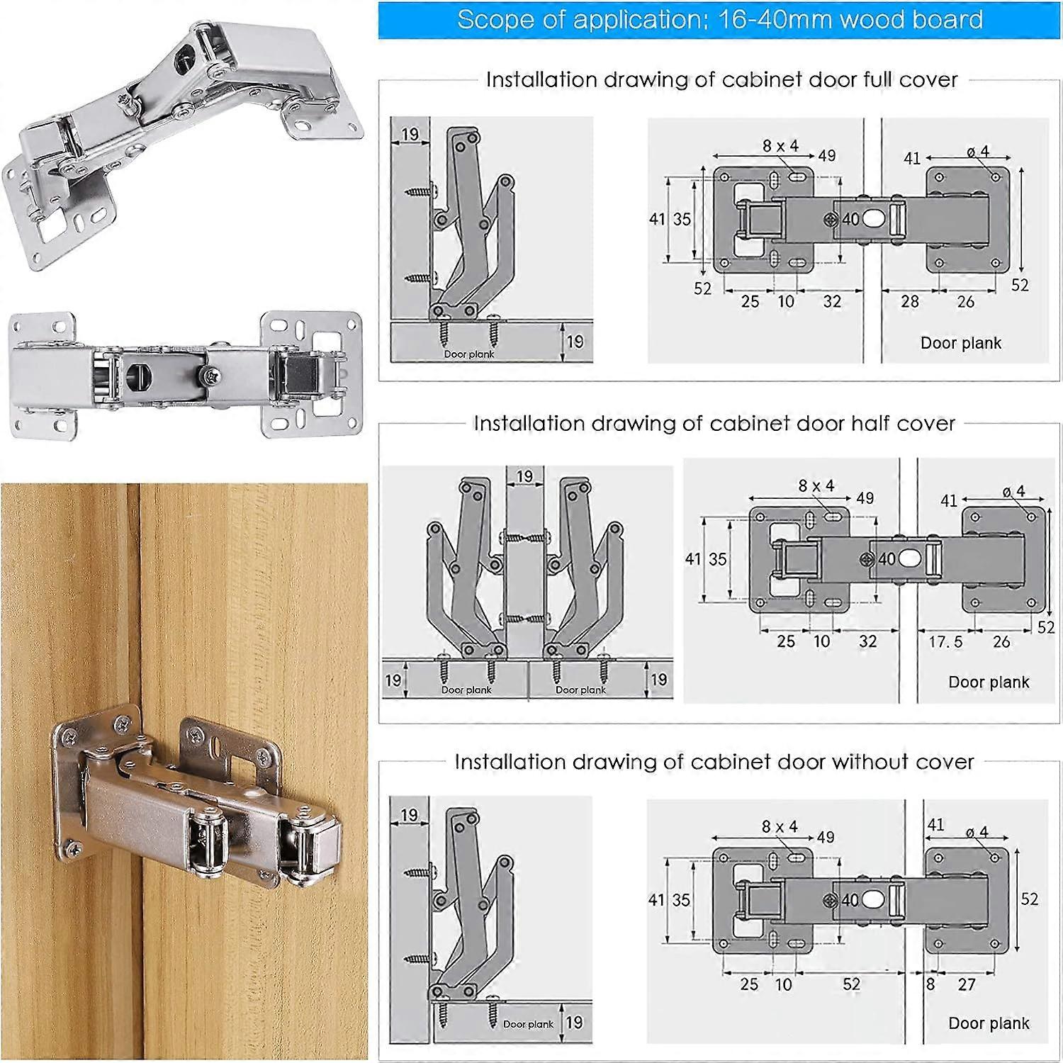 Pack of 12 cabinet door hinges with hinge screws, hinges for cabinet ...