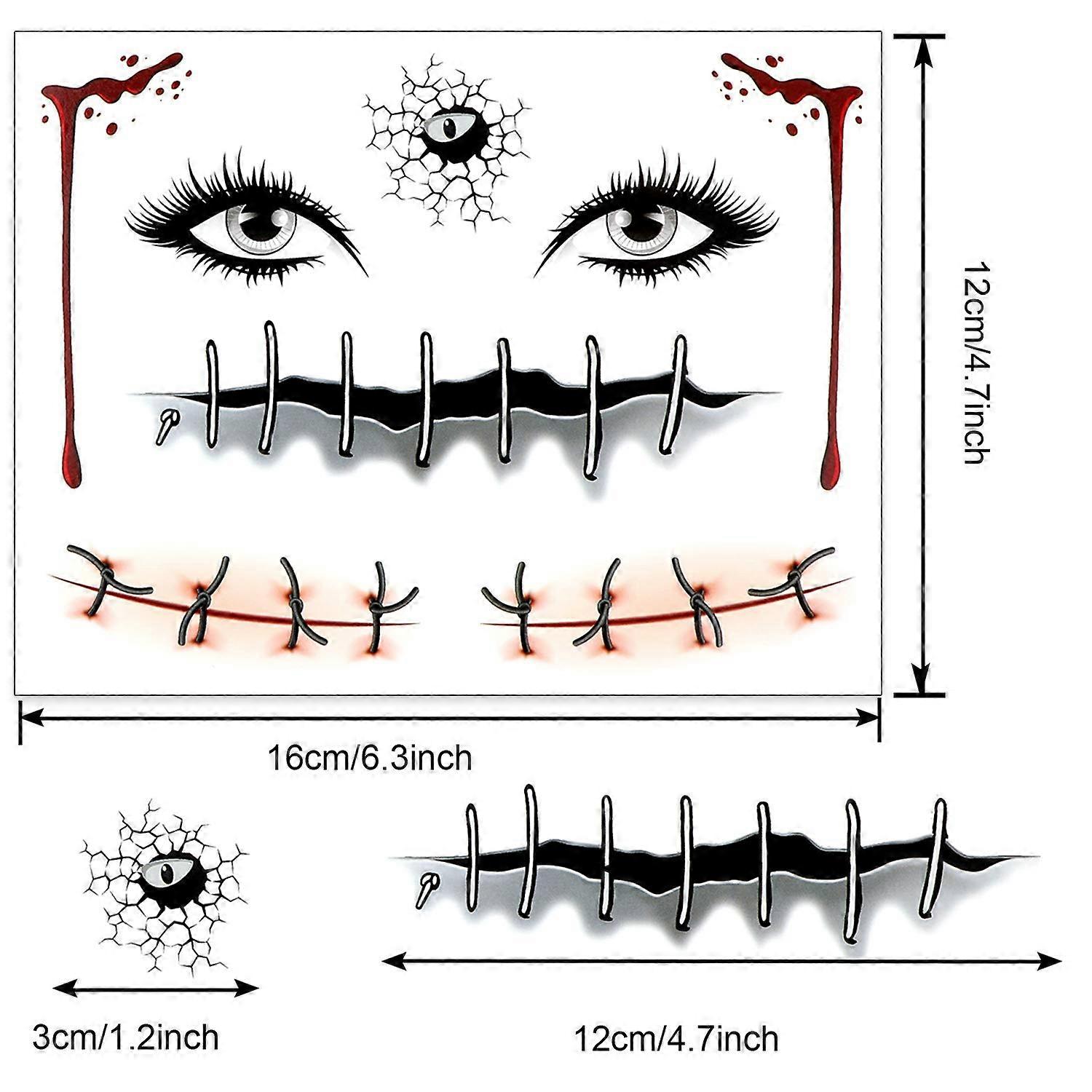 9 Pack Halloween Tattoos Crawling Spider Bat Tattoos Fake Scars Spider ...