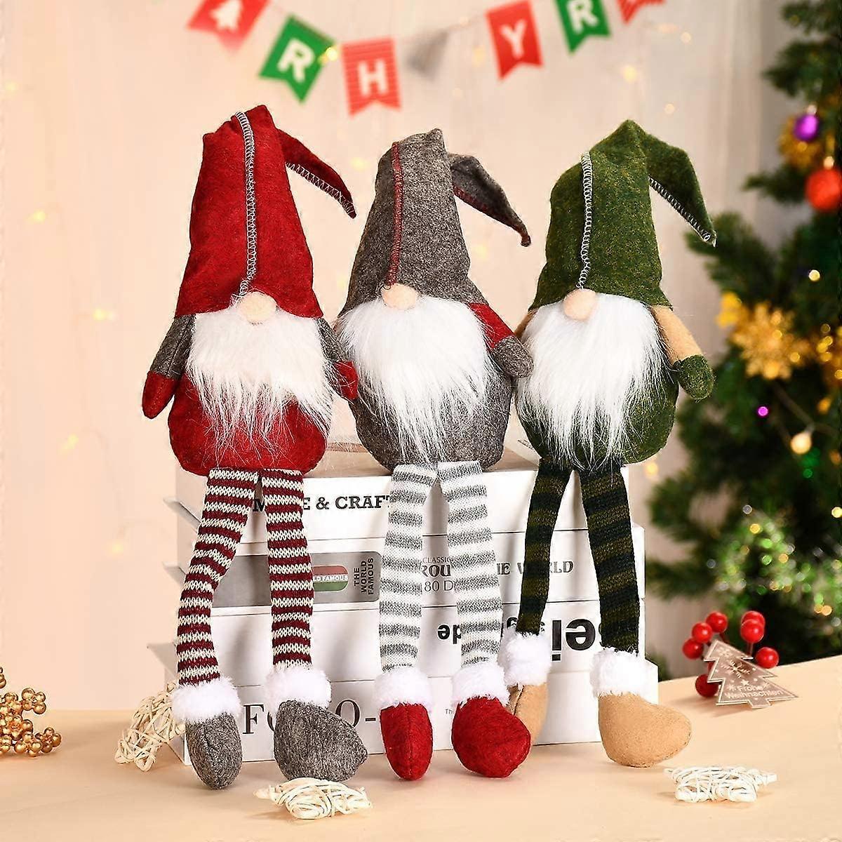3 PCS Christmas Plush Statues, Christmas Ornaments Gnome Plush Tomte ...