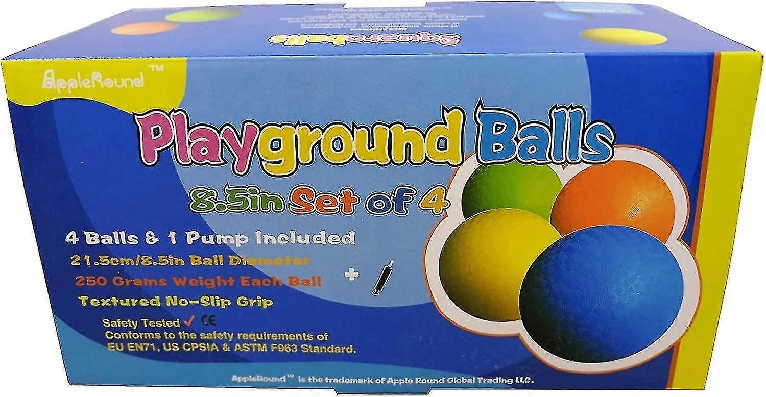 8.5-inch Dodgeball Playground Balls, Pack of 4 Balls with 1 Pump ...