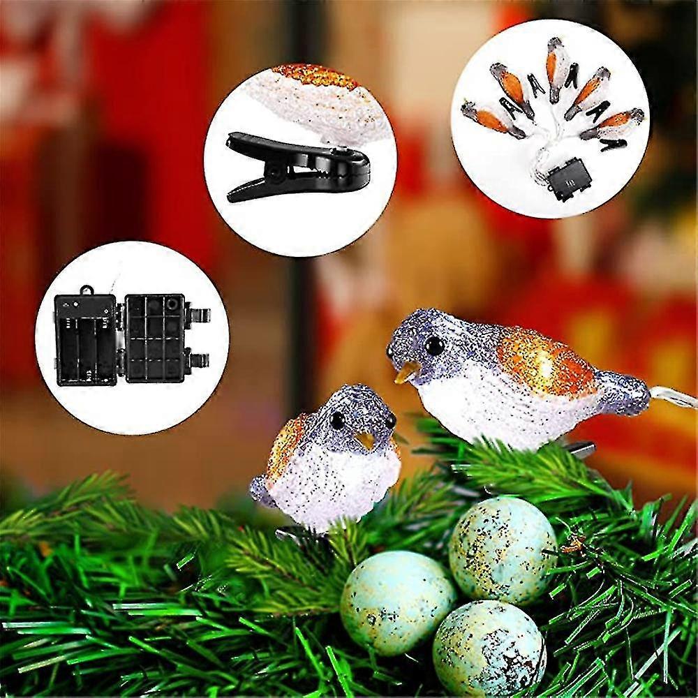 Outdoor Christmas Decorations Birds String Lights,led Acrylic 5 Birds ...