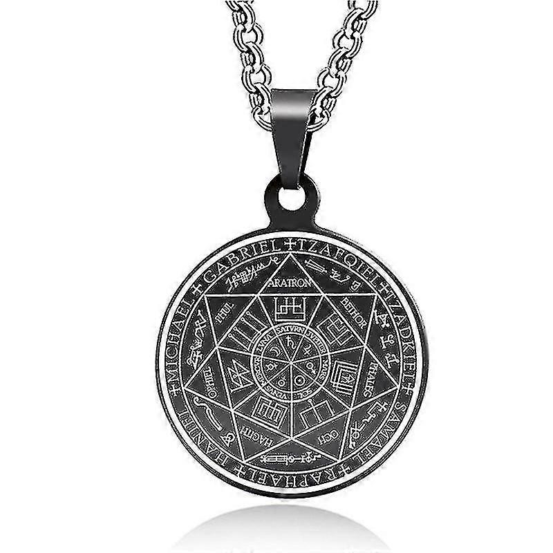 Necklace 7 Archangel Amulet Pentagram Pendant Necklace 22" Black ...