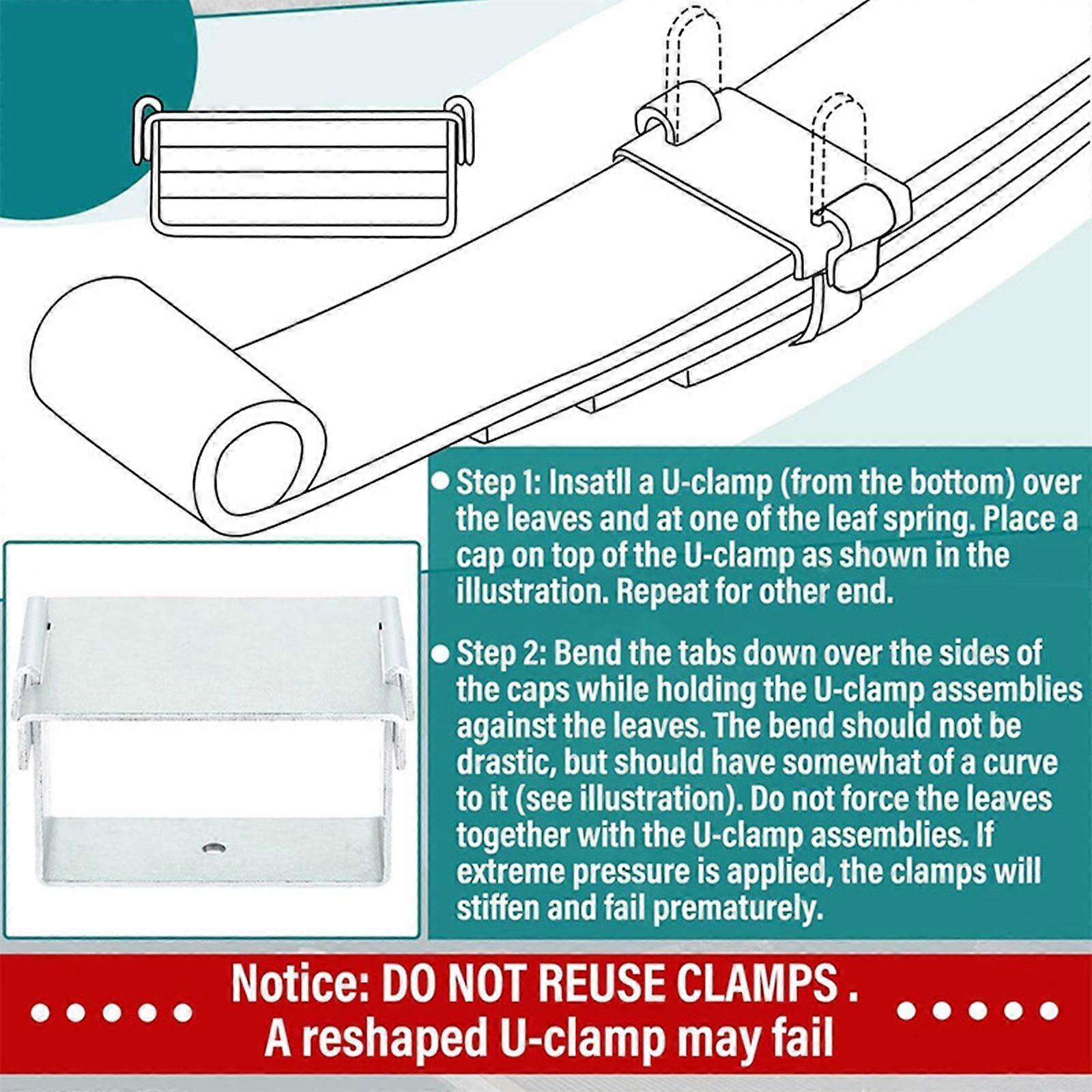 4x Leaf Spring Clamp Kit 2.5inch for Trailer Control of Axle Torque Ski ...