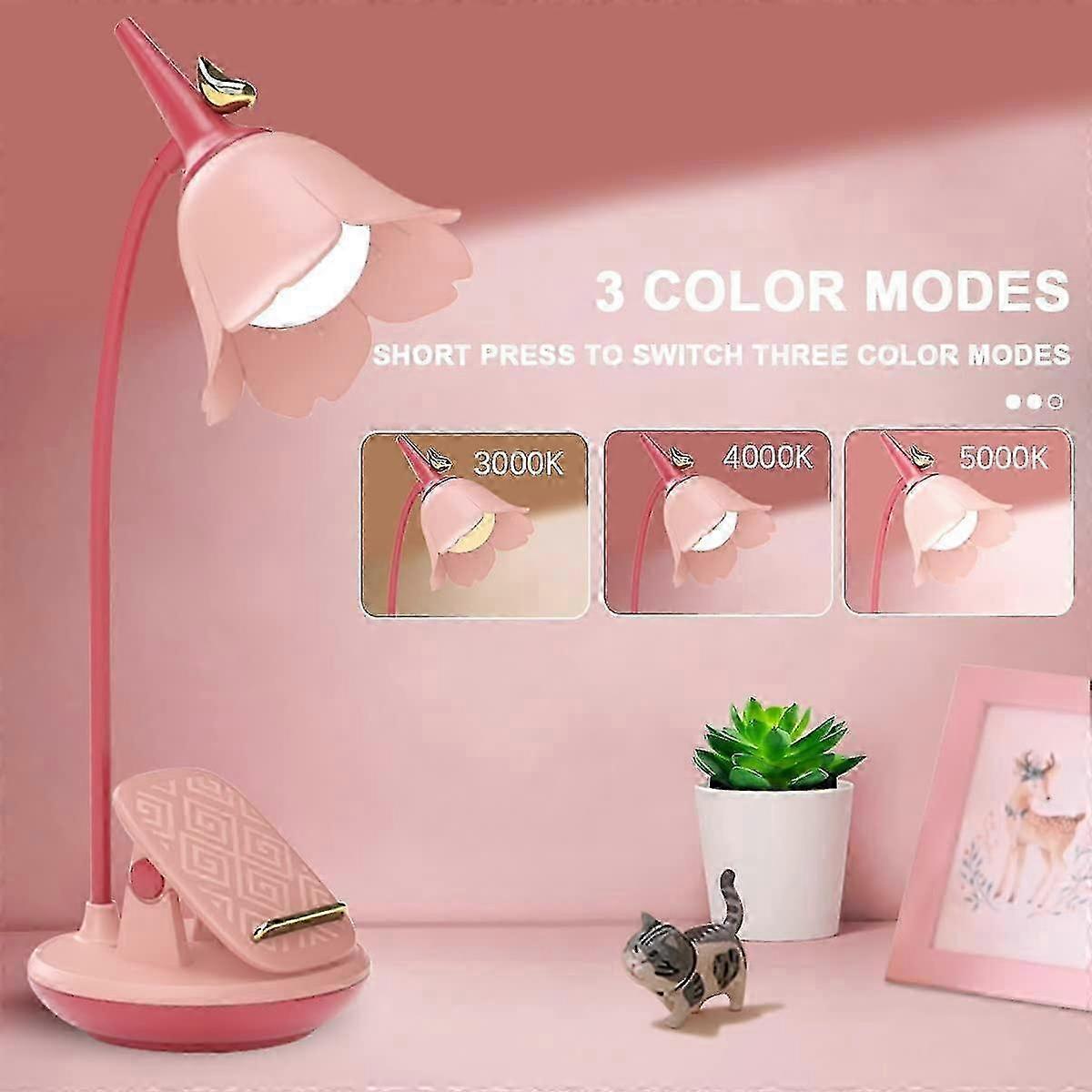 Pink Desk Lamp With Clamp, Rechargeable Led Small Desk Lamp, Adjustable ...